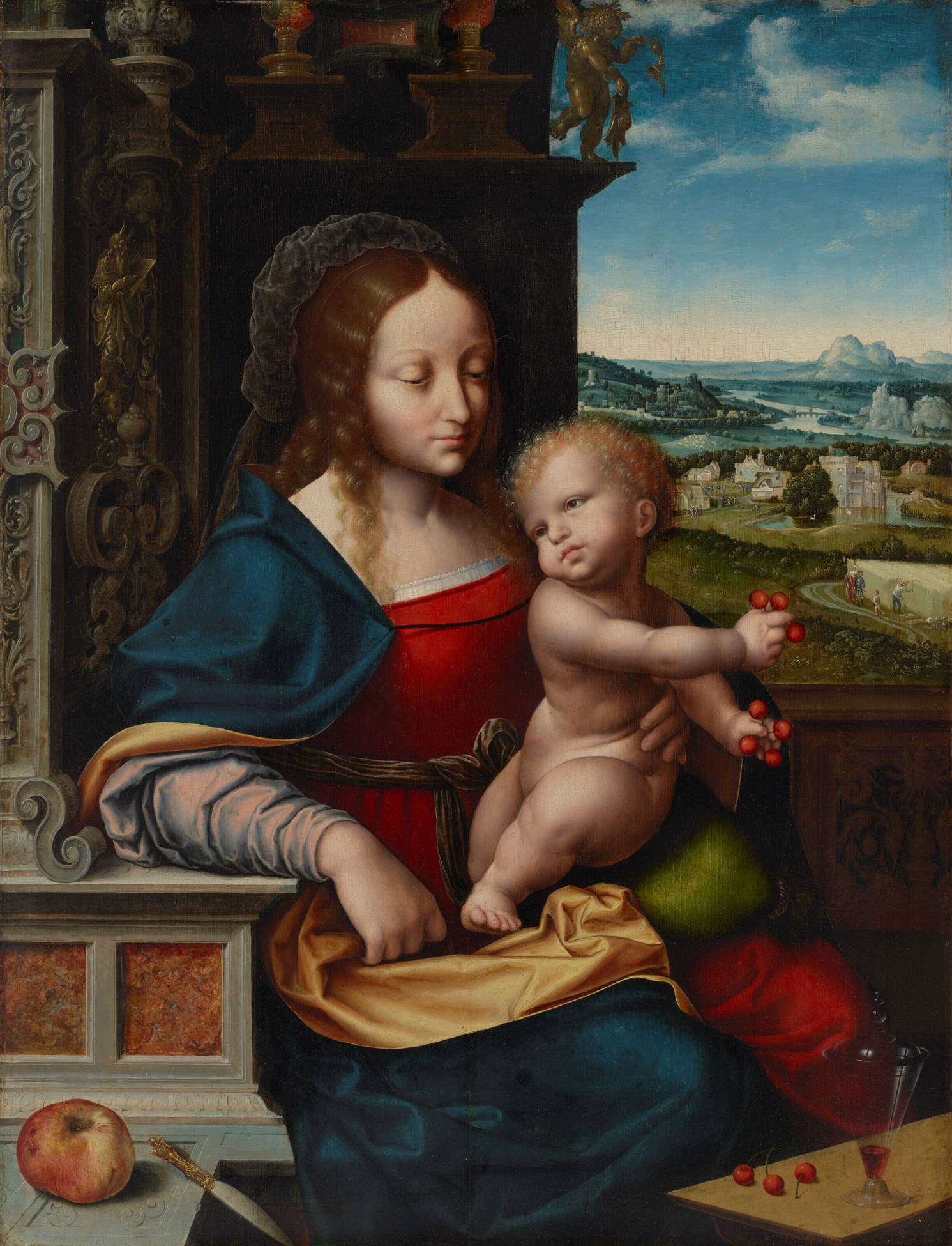 JOOS VAN CLEVE (?CLEVE 1485-1540 ANTWERP), The Madonna of the Cherries ...