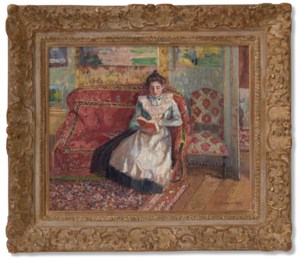 CAMILLE PISSARRO (1830-1903), Jeanne Pissarro dite Cocotte, lisant ...