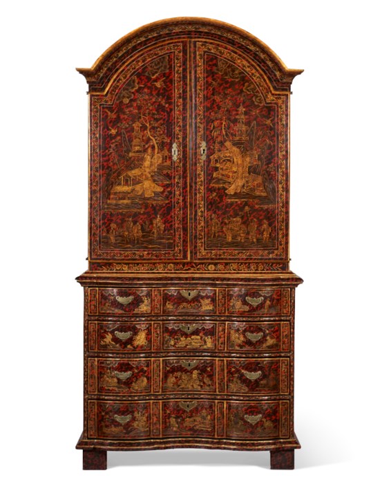 A NORTH EUROPEAN PARCEL-GILT AND FAUX-TORTOISESHELL DECORATED BUREAU ...