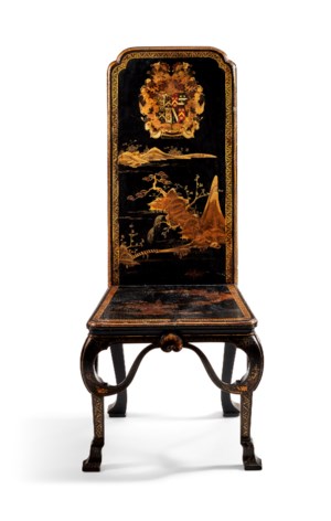 A PAIR OF GEORGE I BLACK, RED AND GILT-JAPANNED AND CHINESE LACQUER ...