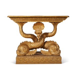 A GEORGE II OIL-GILT AND JAPANESE LACQUER PIER TABLE, ATTRIBUTED TO ...