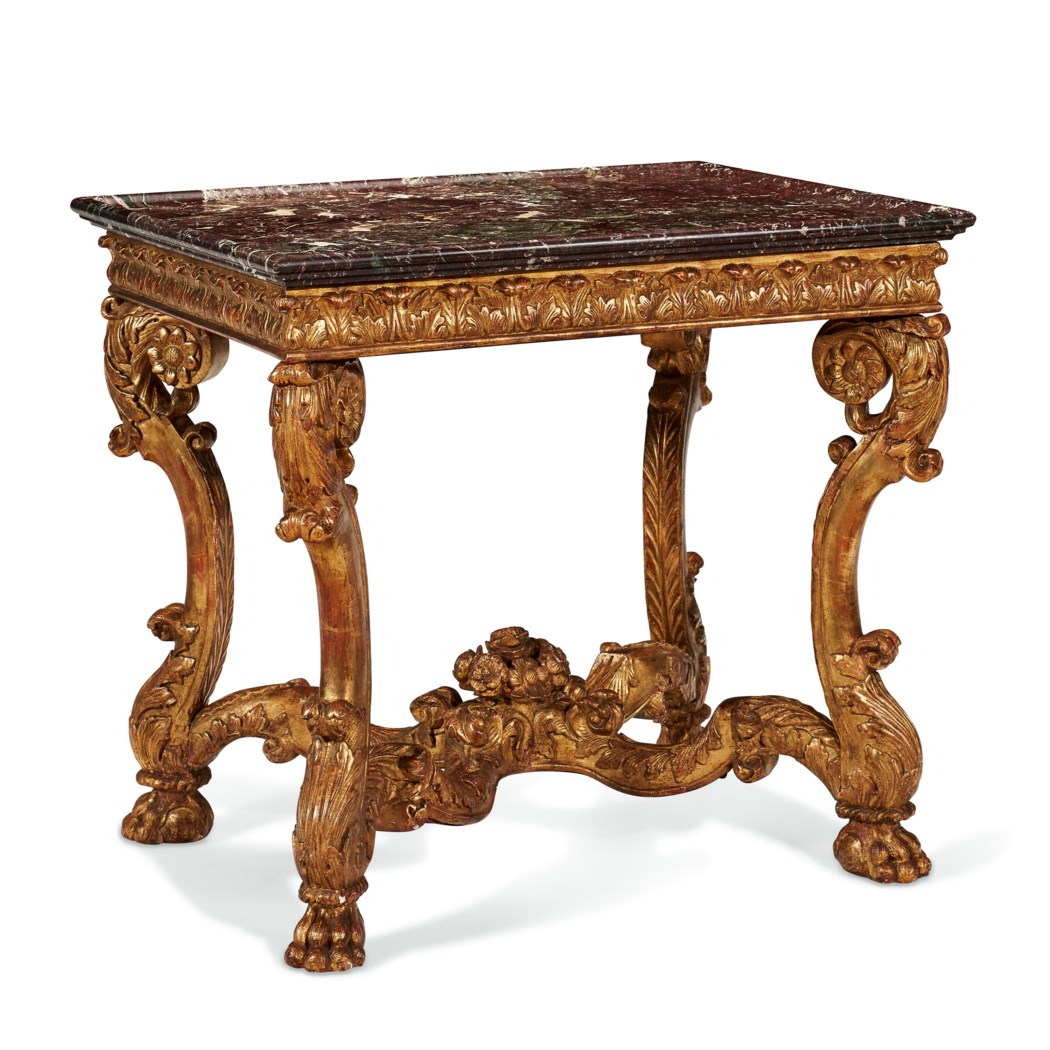 A NORTH EUROPEAN GILTWOOD CENTER TABLE, DUTCH OR NORTH GERMAN, EARLY ...