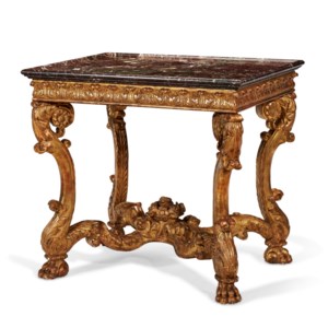 A NORTH EUROPEAN GILTWOOD CENTER TABLE, DUTCH OR NORTH GERMAN, EARLY ...