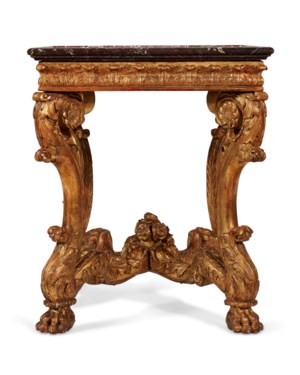 A NORTH EUROPEAN GILTWOOD CENTER TABLE, DUTCH OR NORTH GERMAN, EARLY ...