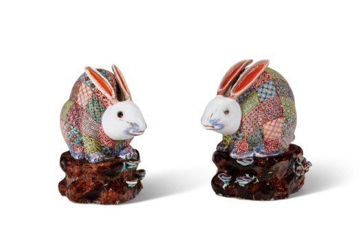 A PAIR OF JAPANESE PORCELAIN MODELS OF RABBITS, EDO PERIOD (1600-1868 ...