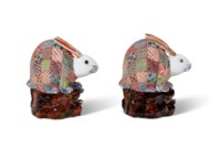 A PAIR OF JAPANESE PORCELAIN MODELS OF RABBITS, EDO PERIOD (1600-1868 ...