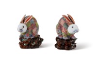 A PAIR OF JAPANESE PORCELAIN MODELS OF RABBITS, EDO PERIOD (1600-1868 ...