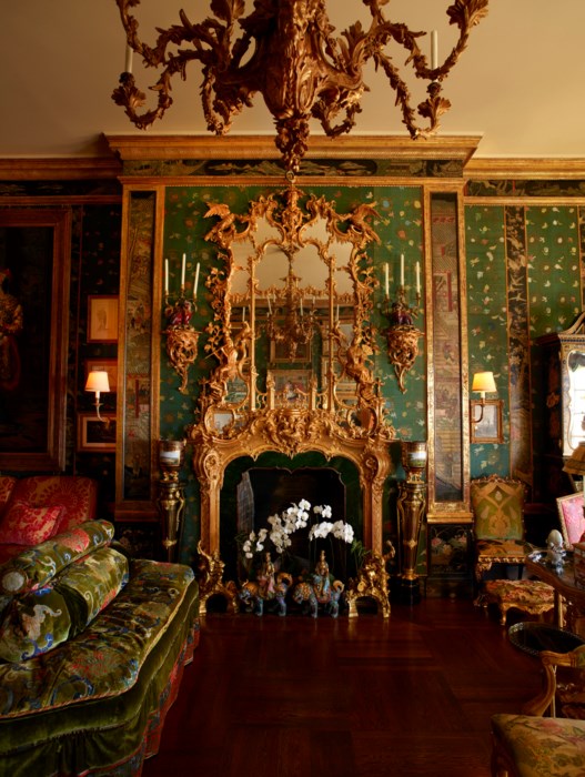 A GEORGE II STYLE GILTWOOD FIRE SURROUND AND OVERMANTEL MIRROR, BY ...