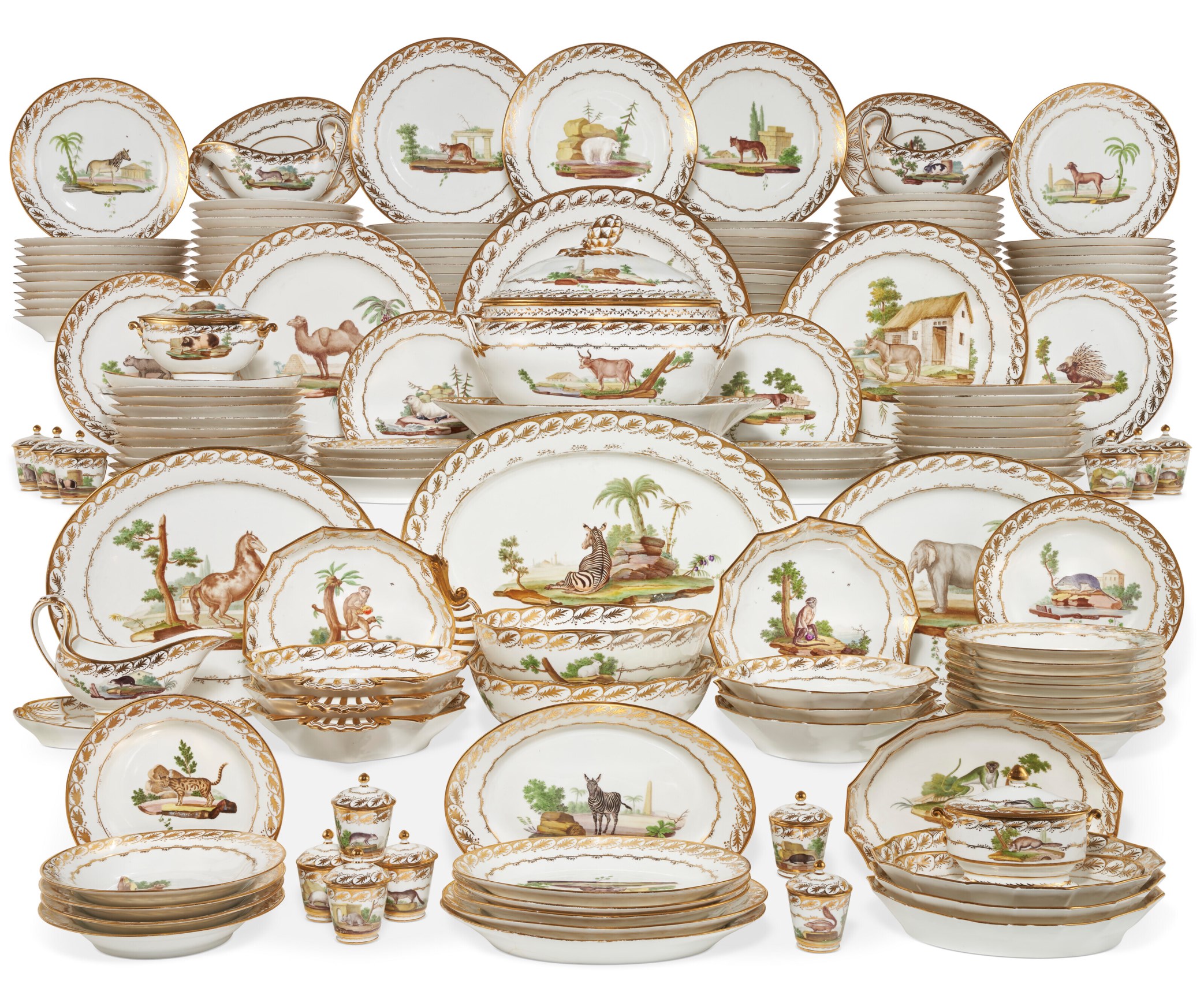 A BELGIAN PORCELAIN ZOOLOGICAL PART DINNER SERVICE, CIRCA 1818-1825, BY ...