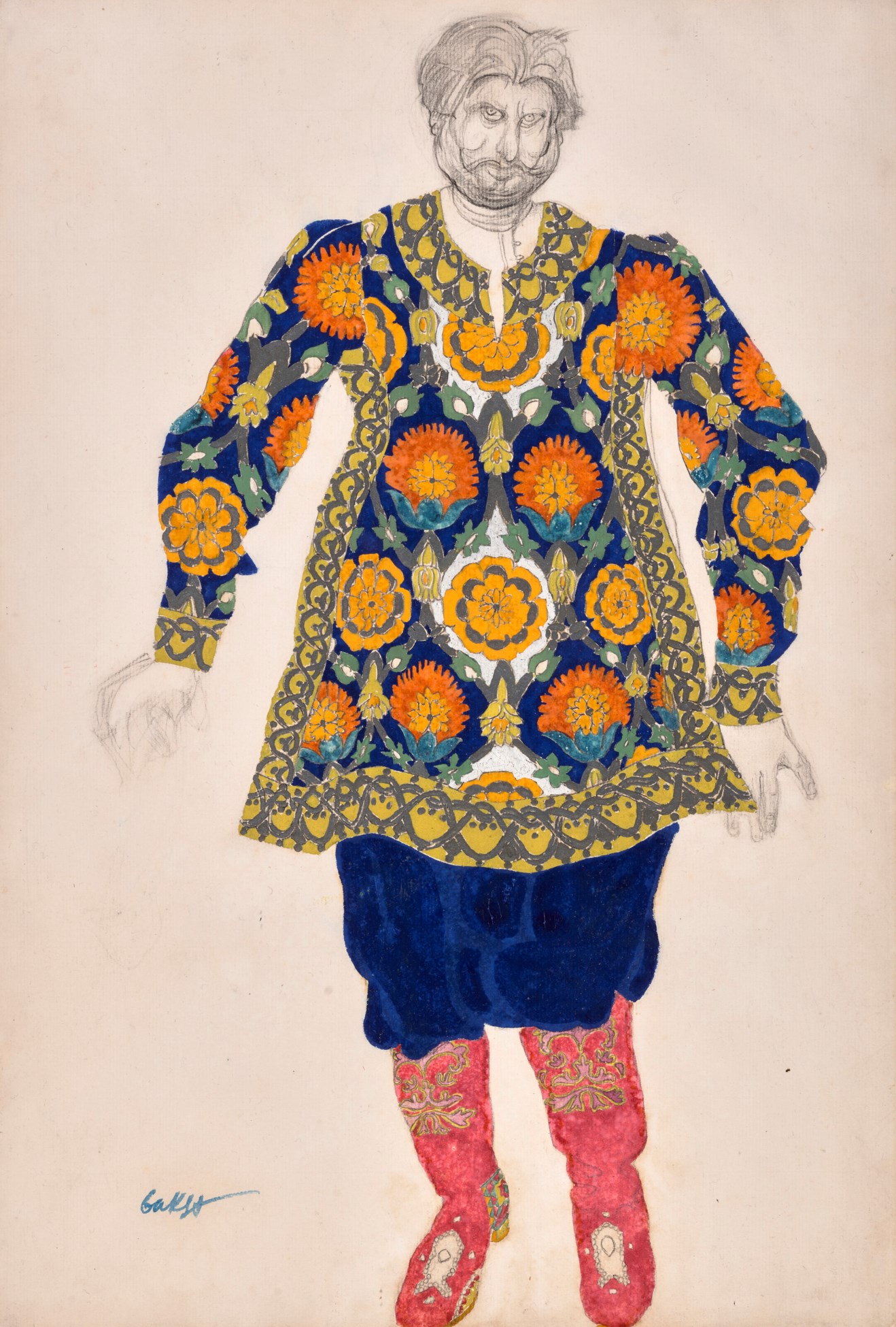 LÉON BAKST (1866-1924), Costume design for 'Sadko': Man with ...