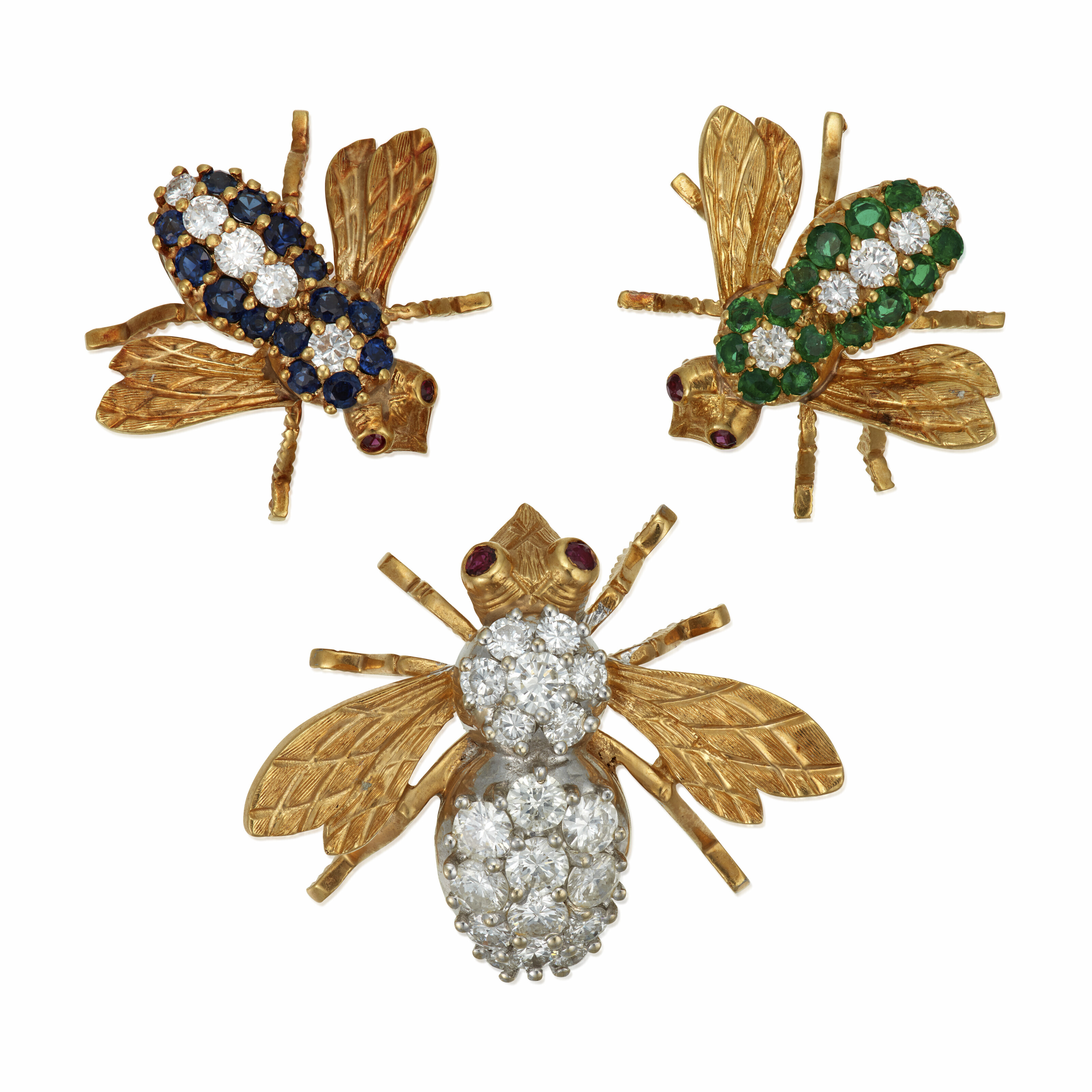 THREE DIAMOND AND MULTI-GEM BEE BROOCHES, | Christie’s