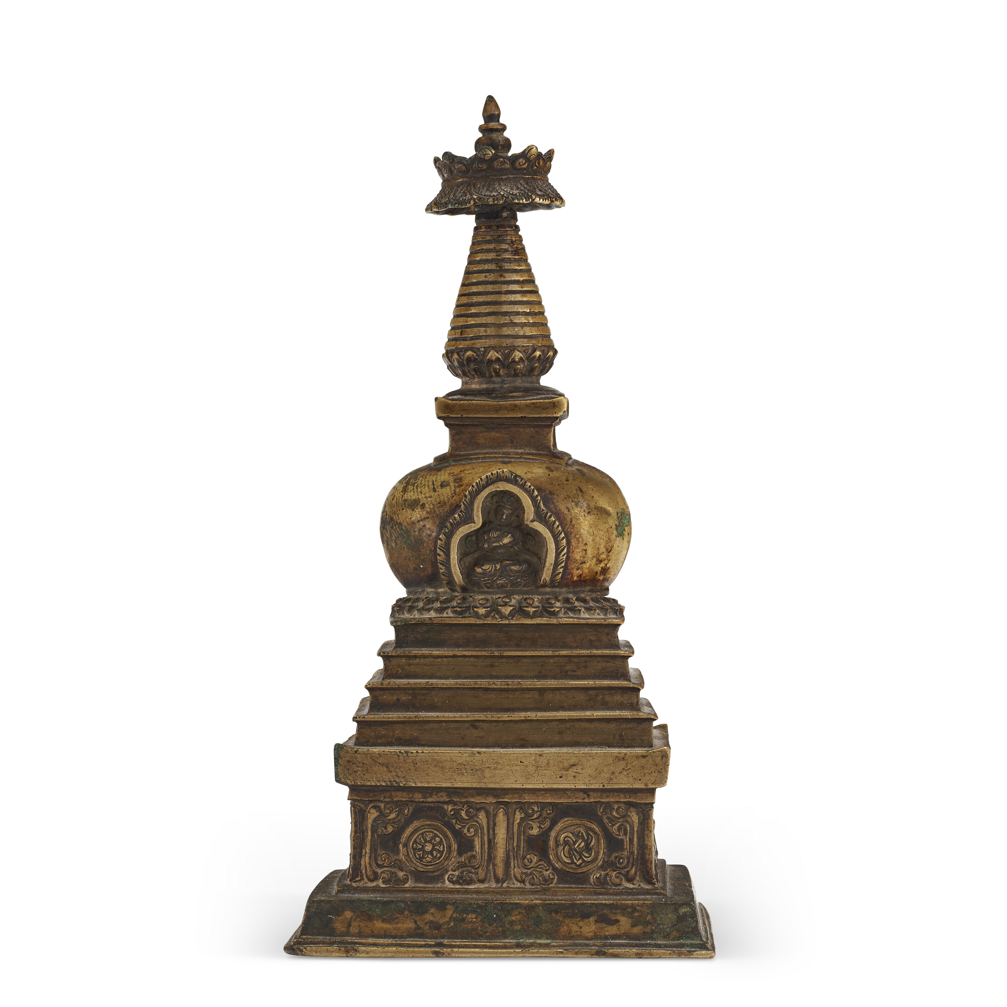 A BRONZE STUPA WITH AN IMAGE OF VAJRADHARA, TIBET, 18TH CENTURY ...