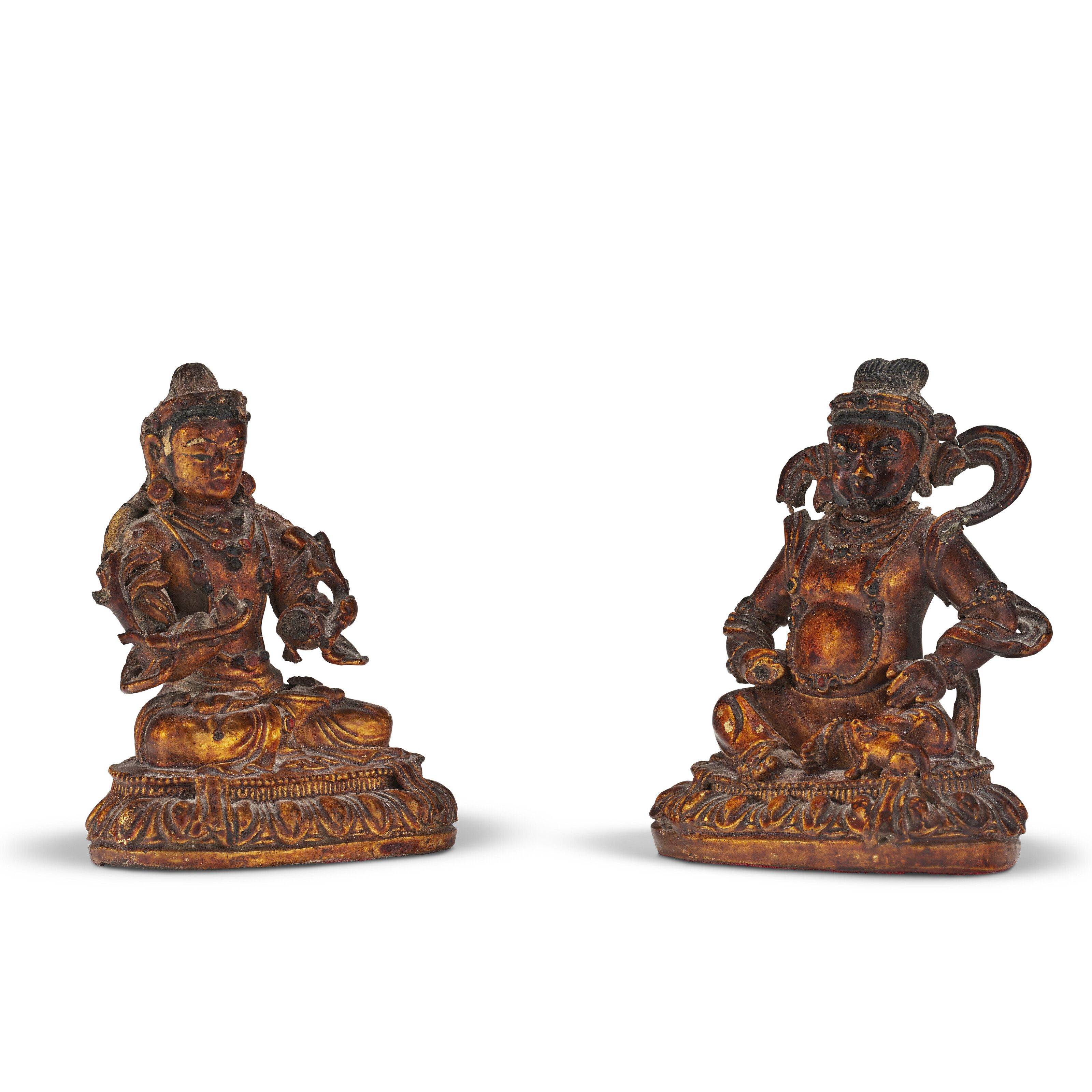 TWO GILT-LACQUERED WOOD FIGURES OF DEITIES, CHINA, BEIJING, 18TH-19TH ...