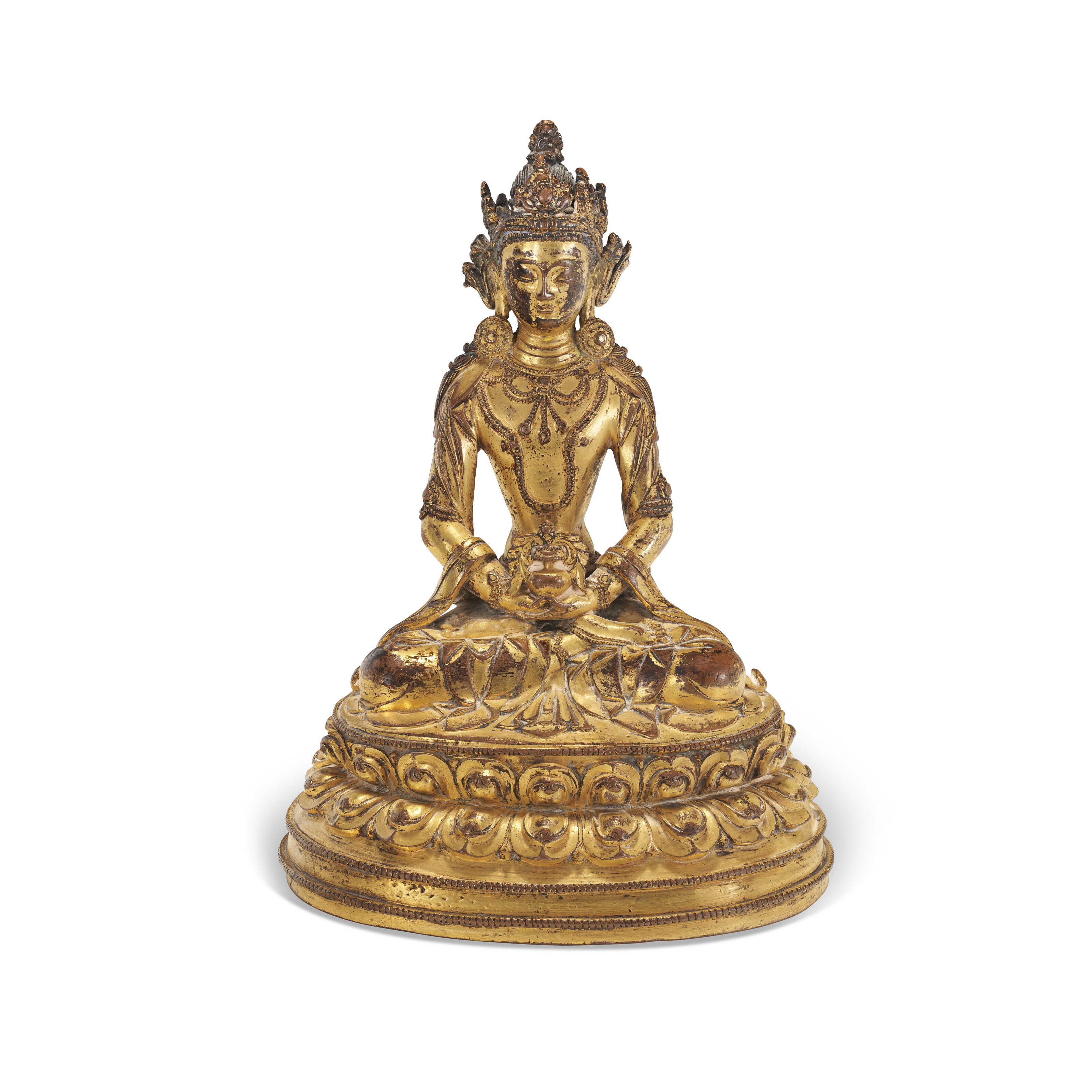 A GILT-BRONZE FIGURE OF AMITAYUS, TIBET, 15TH-16TH CENTURY | Christie’s