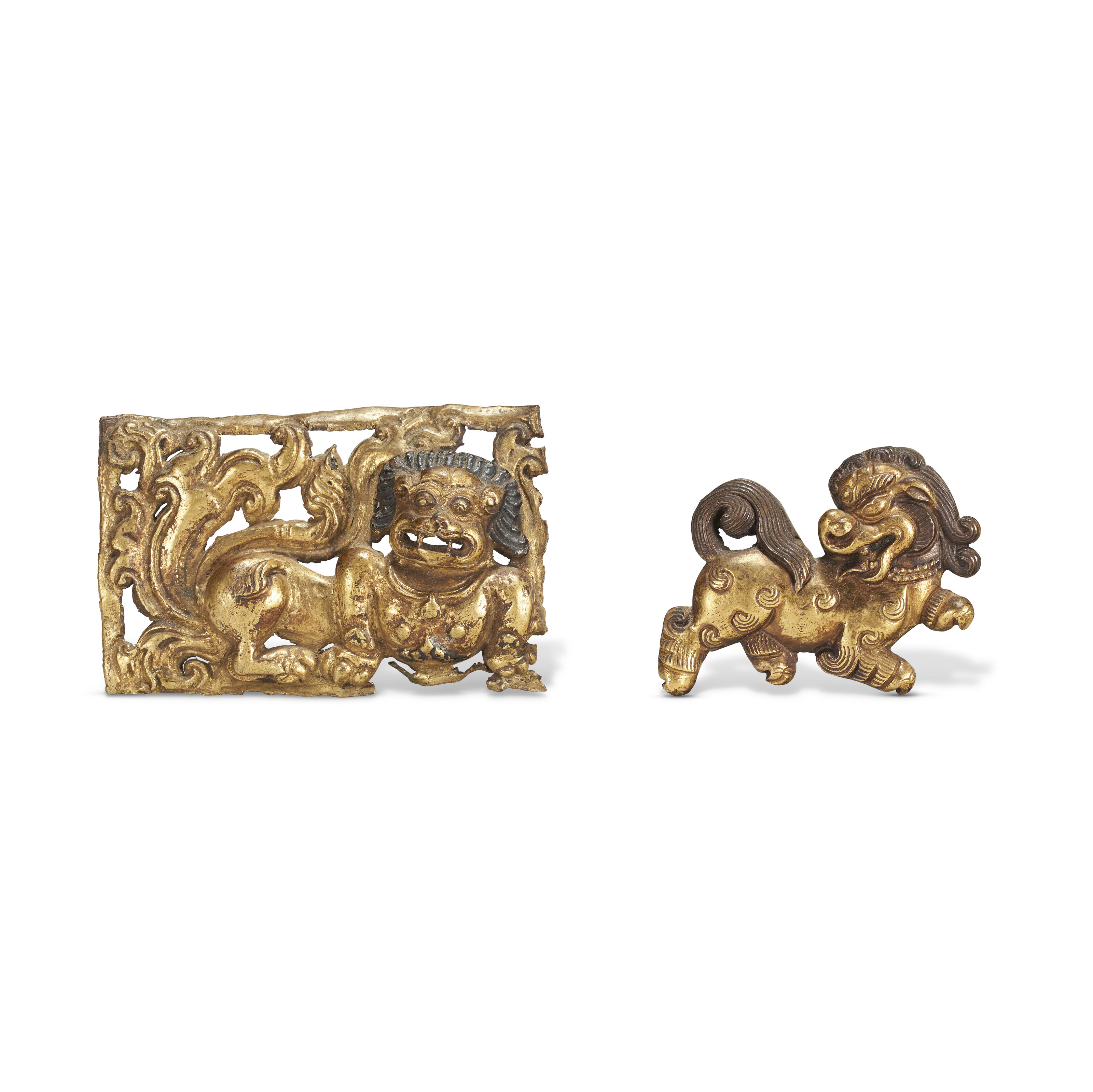 TWO GILT-BRONZE SNOW LION PLAQUES, TIBET, 17TH-18TH CENTURY | Christie’s