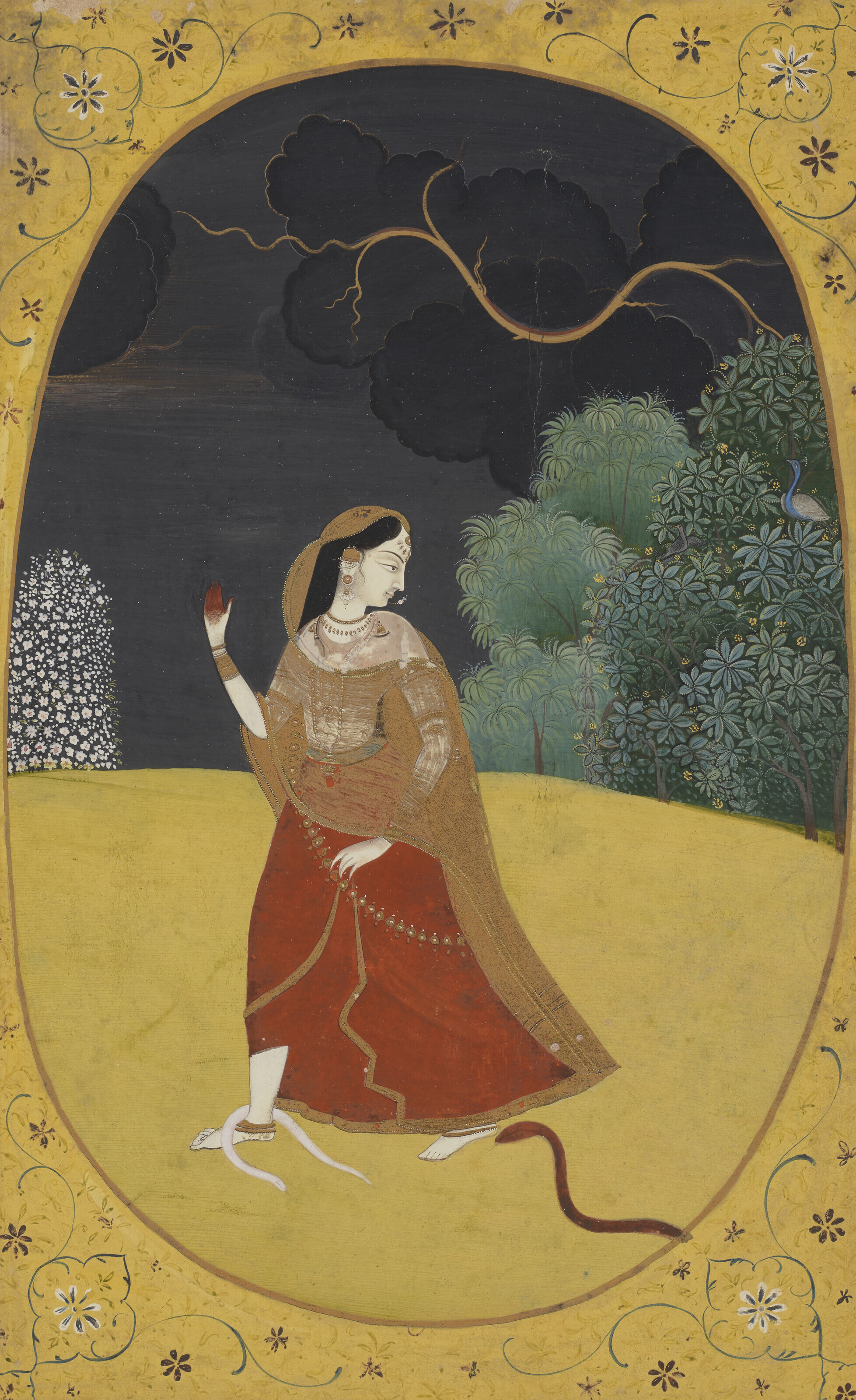 A PAINTING OF ABHISARIKA NAYIKA, INDIA, PUNJAB HILLS, GULER, CIRCA 1800 ...
