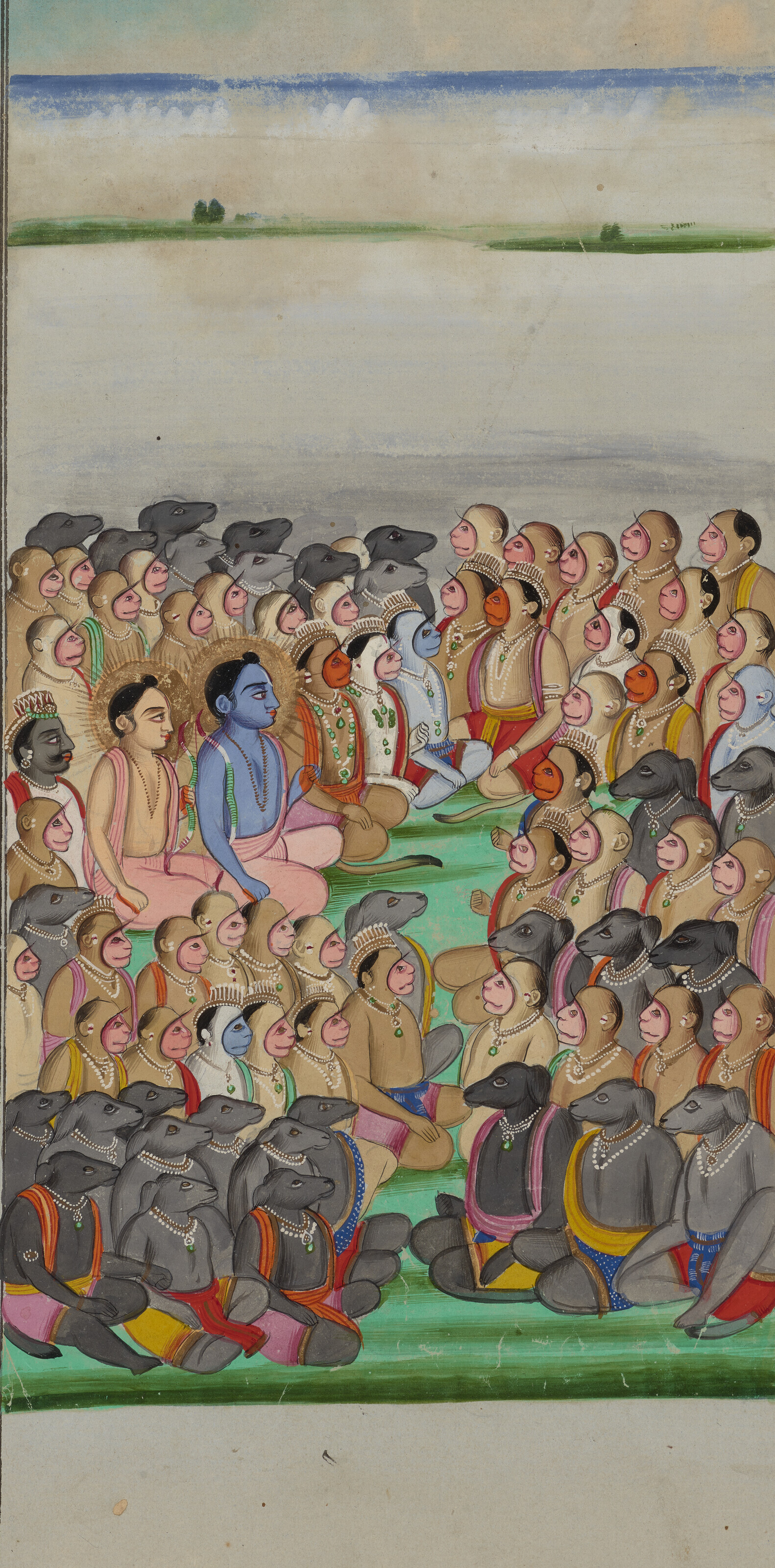 A PAINTING OF RAMA WITH THE MONKEY ARMY, INDIA, COMPANY SCHOOL, MID ...