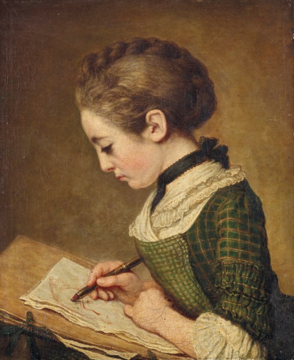 JACQUES-ANDRÉ-JOSEPH AVED (DOUAI 1702-1766 PARIS), Jeune fille ...