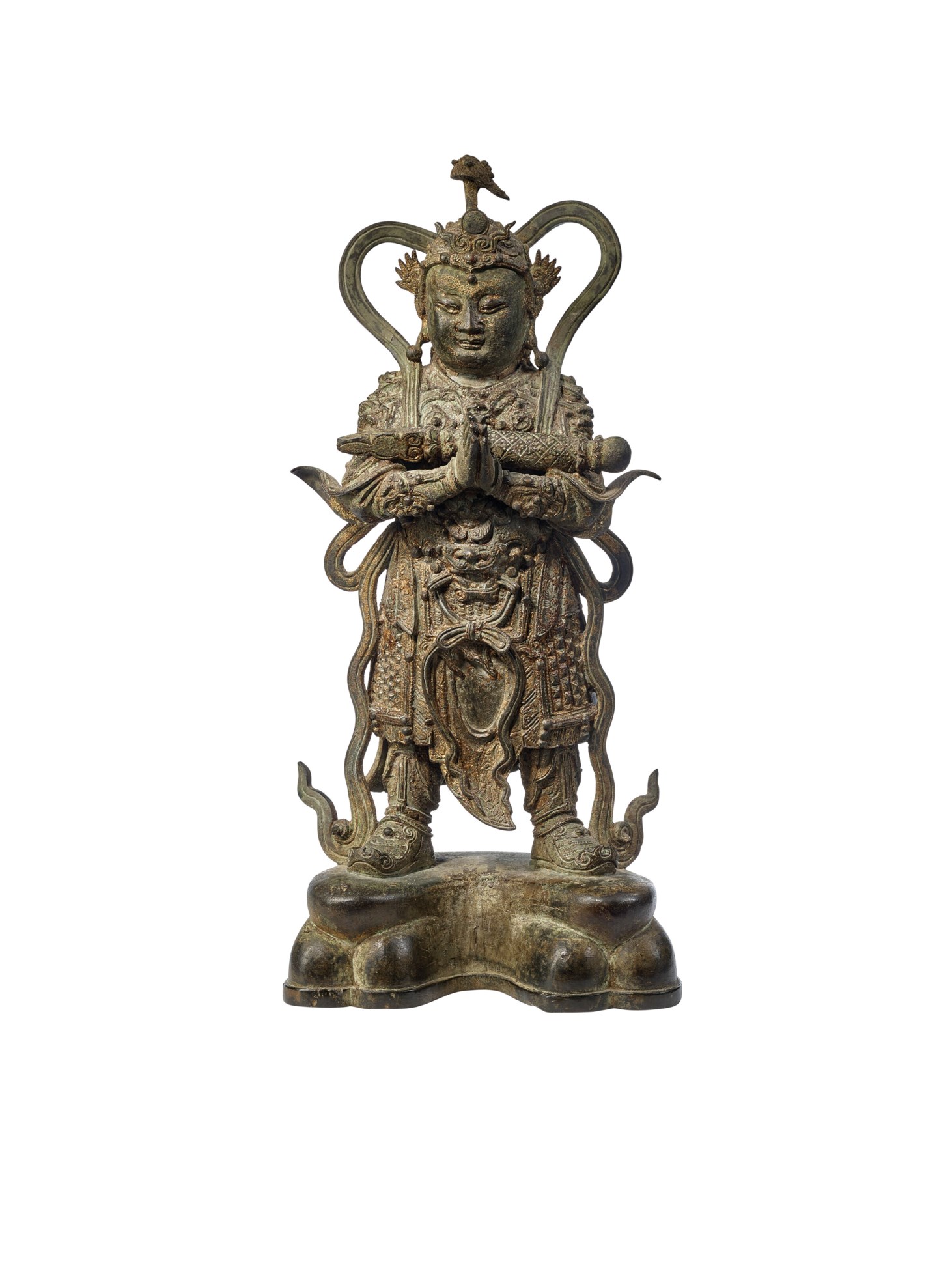 STATUE DE WEITUO EN BRONZE LAQUÉ OR, CHINE, DYNASTIE MING, XVIÈME ...