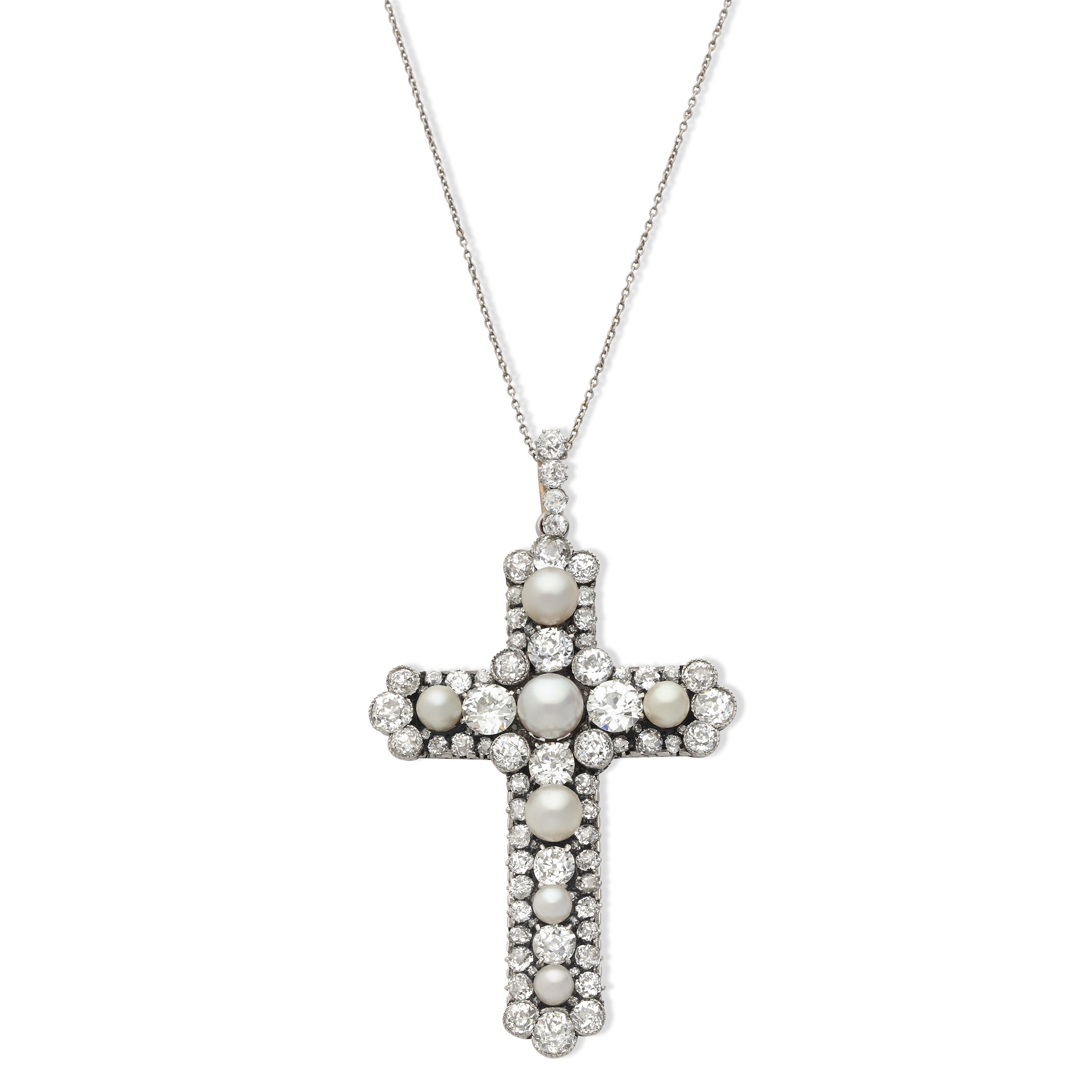 COLLIER 'CROIX LATINE' BELLE ÉPOQUE PERLES ET DIAMANTS, | Christie’s
