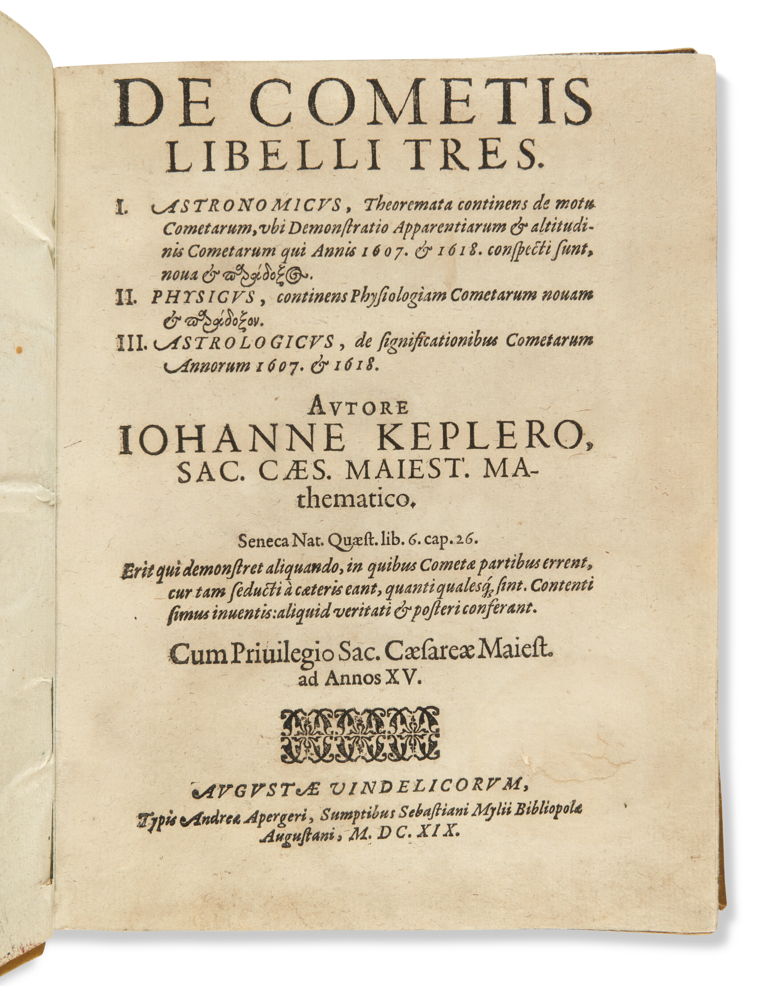 KEPLER, Johannes(1571-1630), De Cometis libelli tres. Augsbourg ...