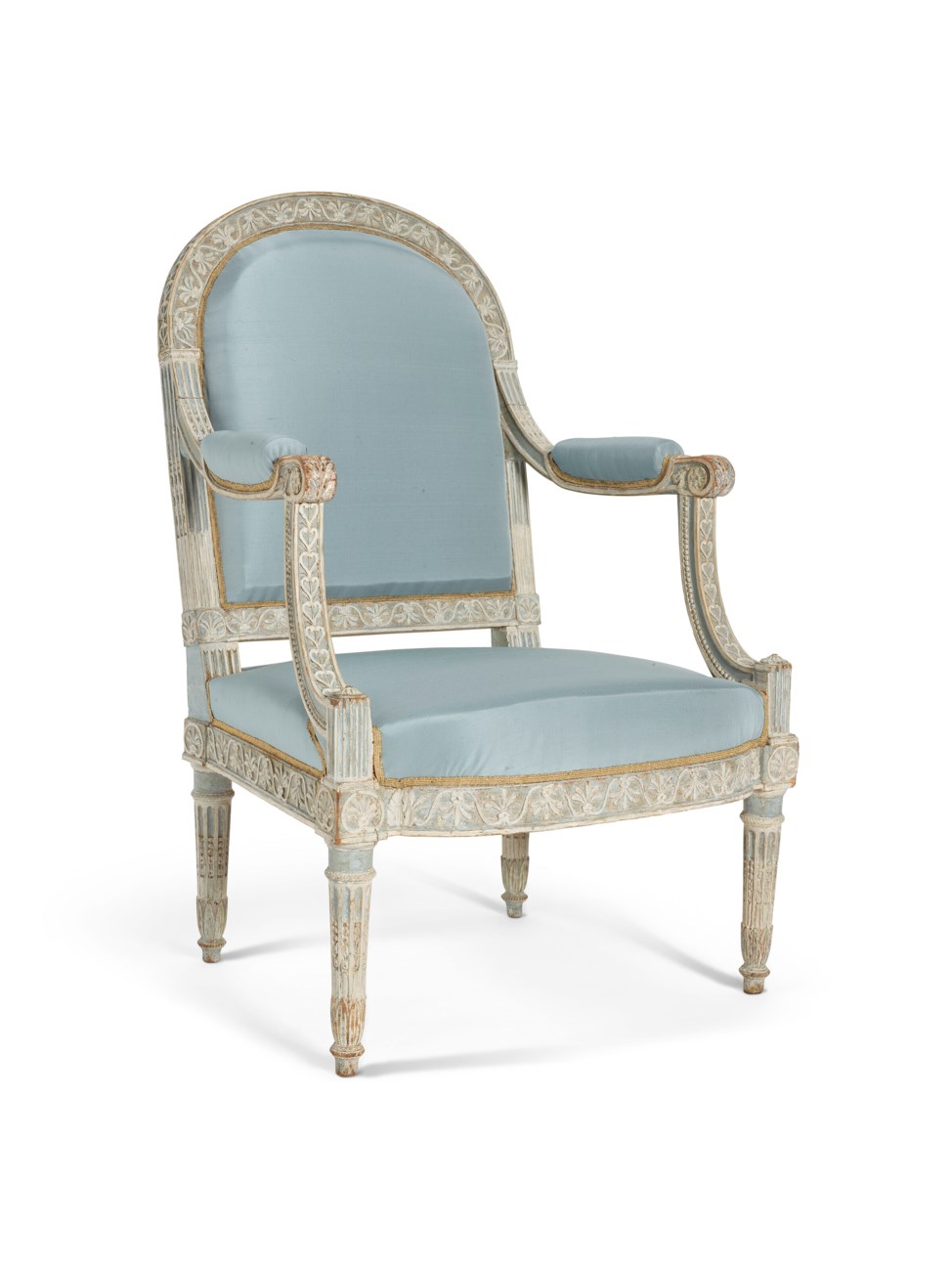 FAUTEUIL ROYAL A L'ETRUSQUE D'EPOQUE LOUIS XVI, ESTAMPILLE DE GEORGES ...