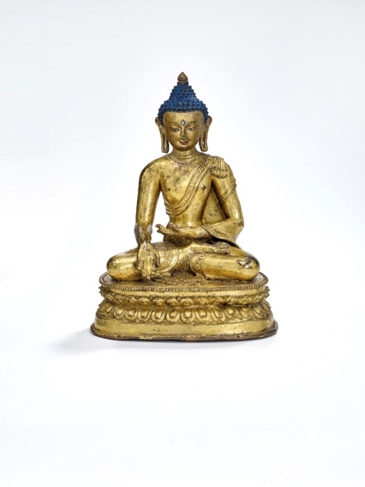 STATUE DE BOUDDHA SHAKYAMUNI EN BRONZE DORÉ, NÉPAL, XVÈME-XVIÈME SIÈCLE | Christie's