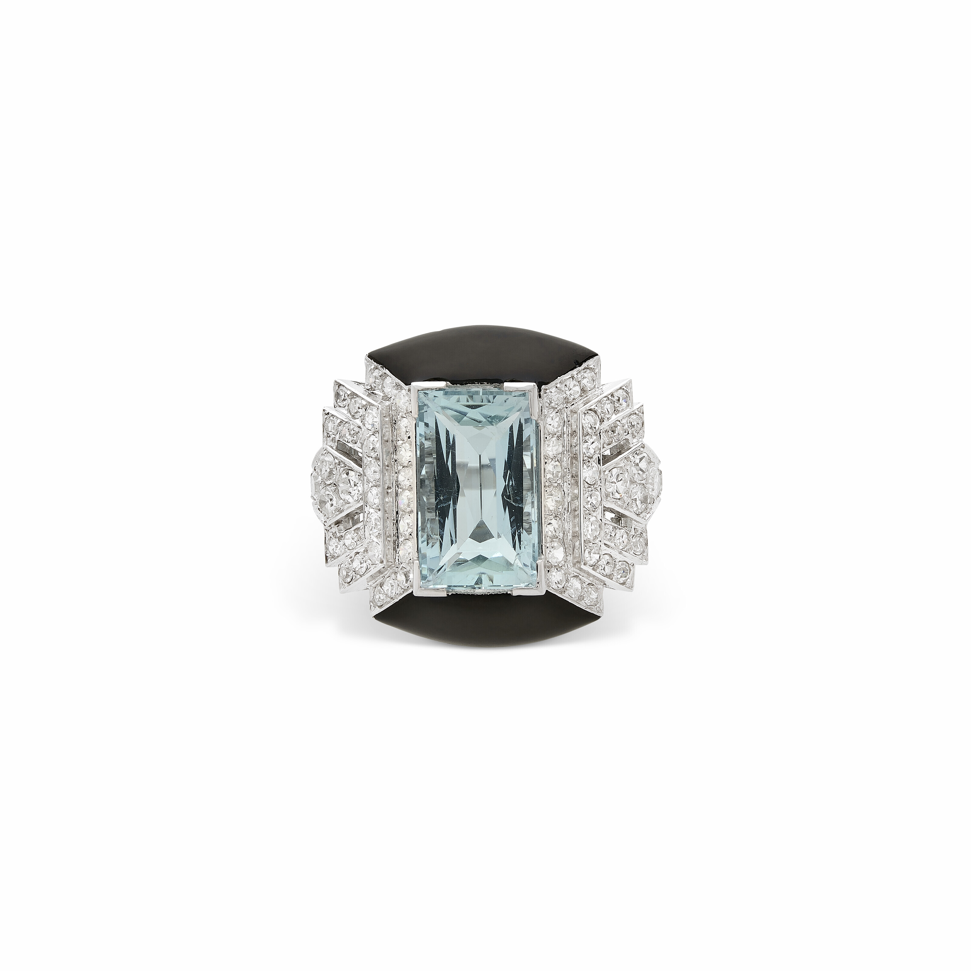 BAGUE AIGUE-MARINE, ONYX ET DIAMANTS, | Christie’s