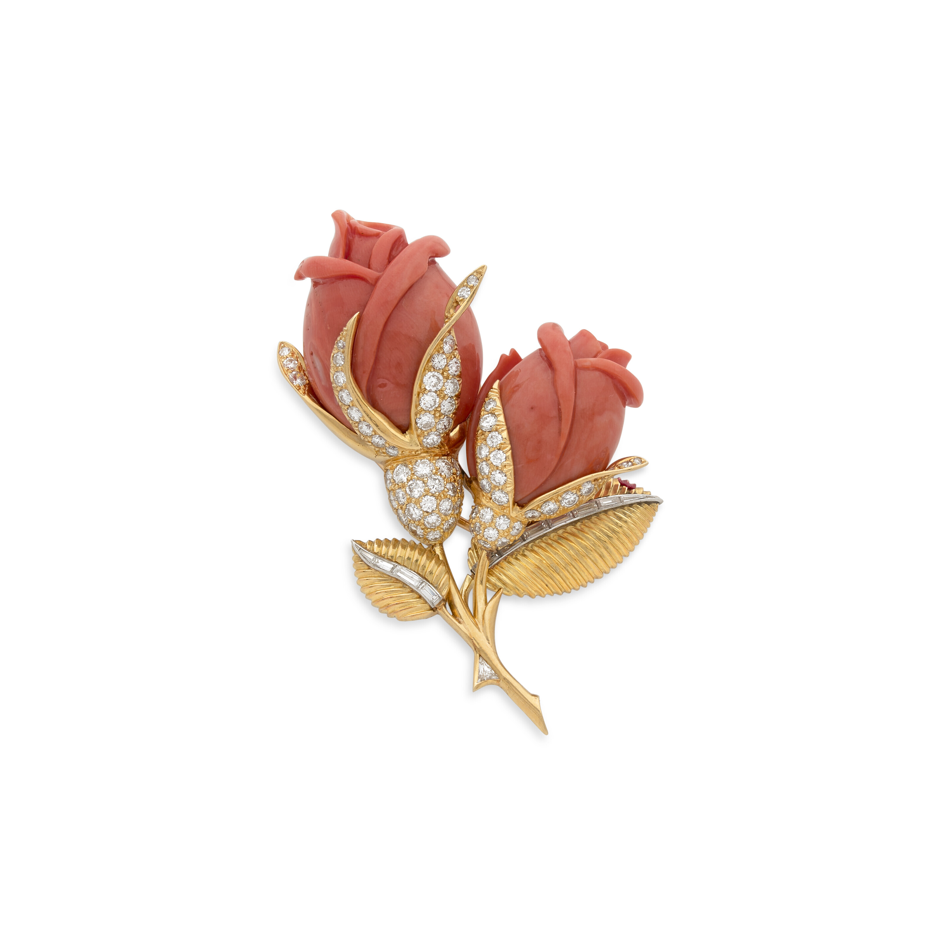 CARTIER BROCHE ‘ROSES’ CORAIL ET DIAMANTS, | Christie’s