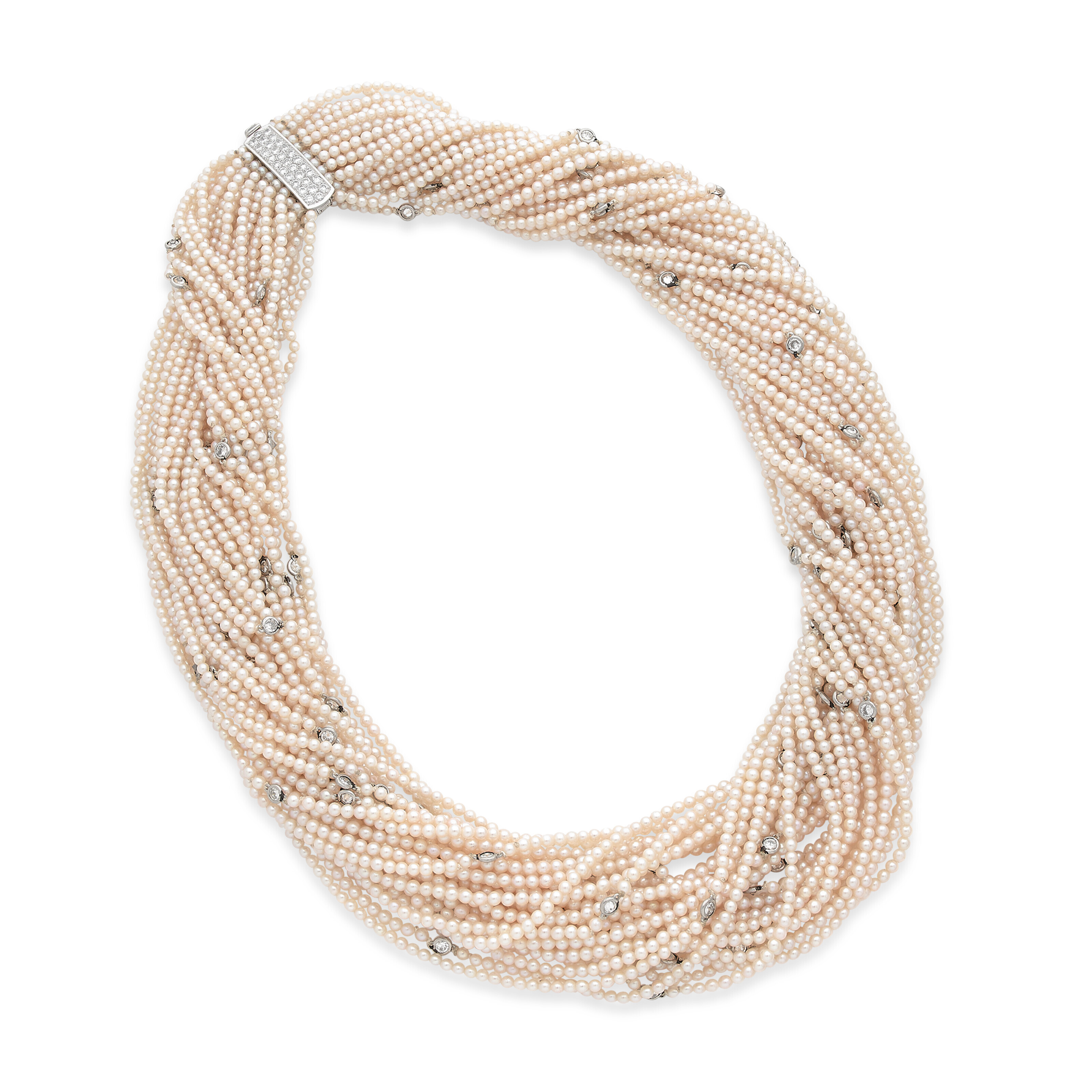 CARTIER COLLIER MULTIRANGS PERLES DE CULTURE ET DIAMANTS, | Christie’s