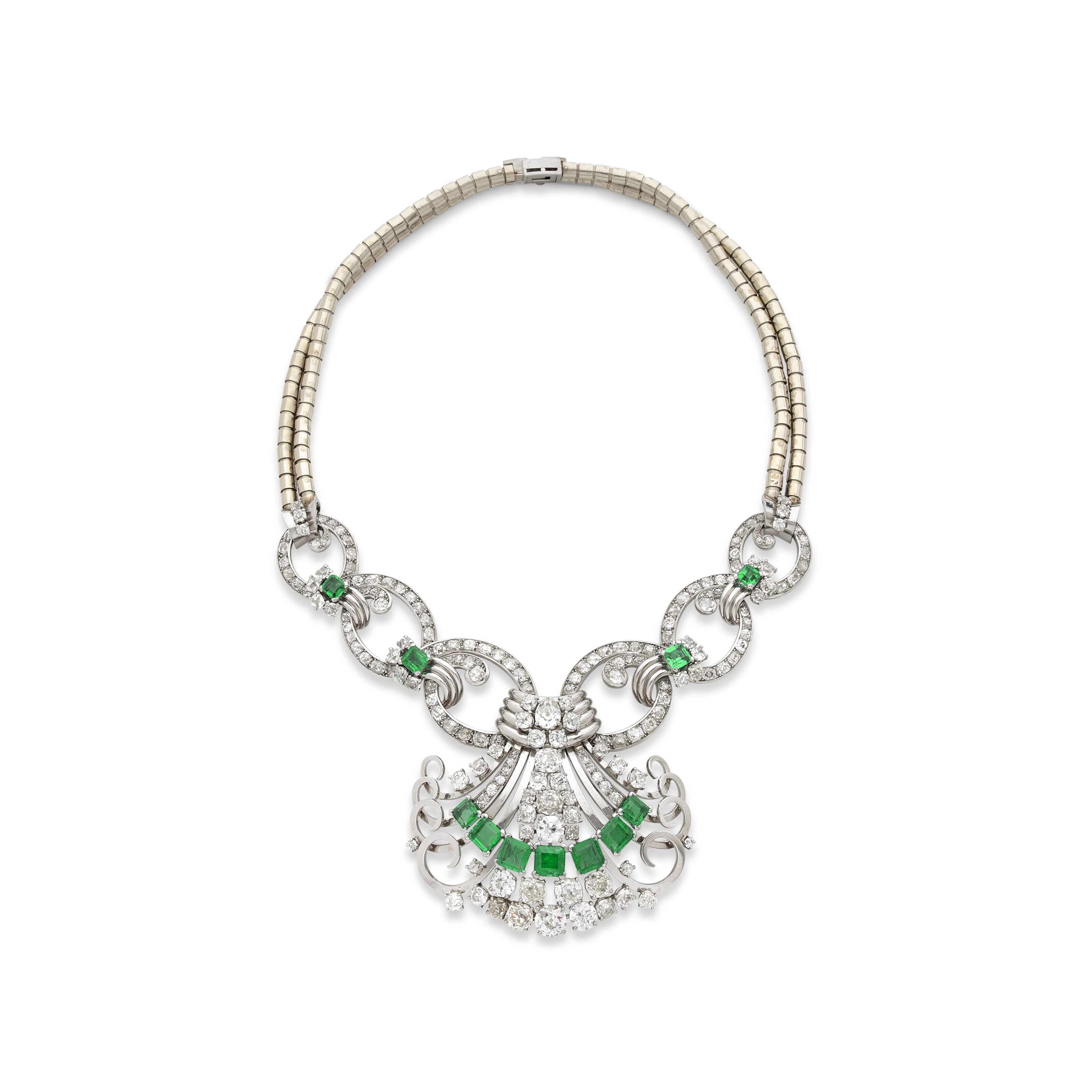 MAUBOUSSIN COLLIER TRANSFORMABLE ART DÉCO ÉMERAUDES ET DIAMANTS ...