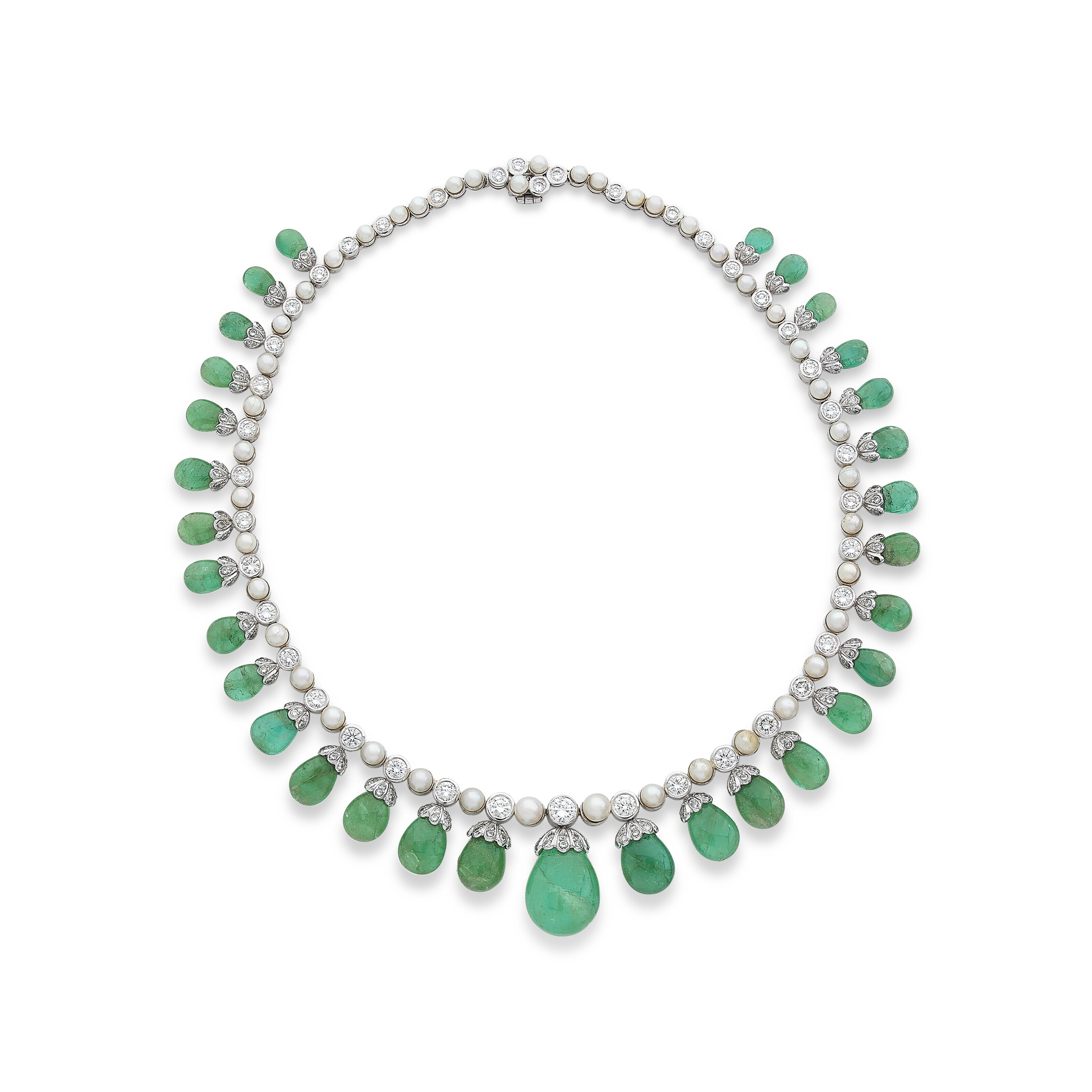 COLLIER ÉMERAUDES, PERLES DE CULTURE ET DIAMANTS, | Christie’s