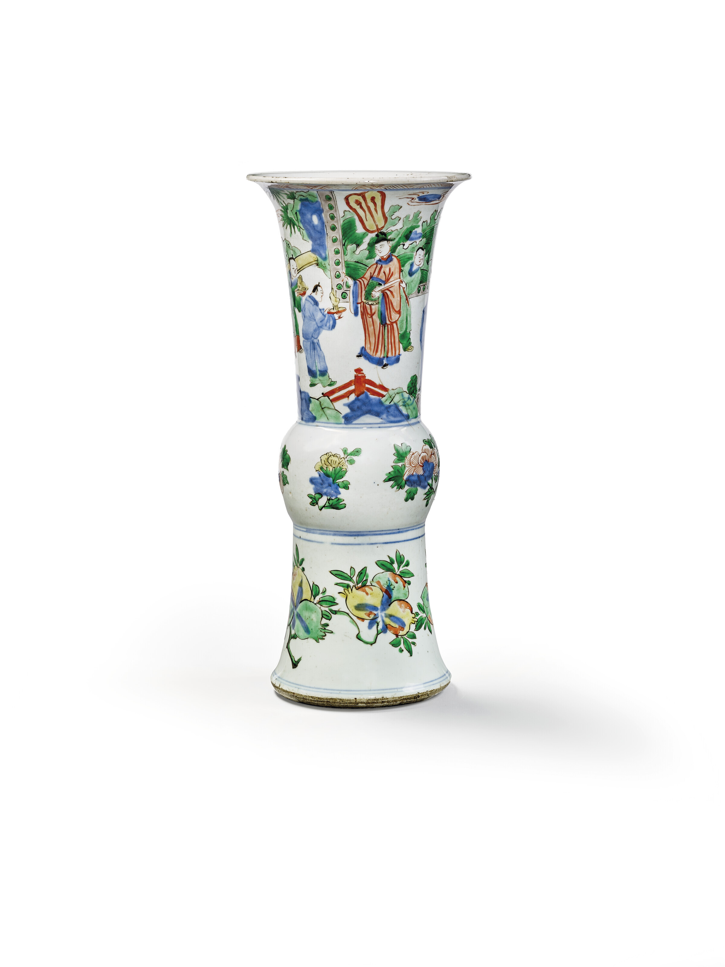 A WUCAI 'FIGURAL' VASE, GU, CHINA, TRANSITIONAL PERIOD, 17TH CENTURY ...