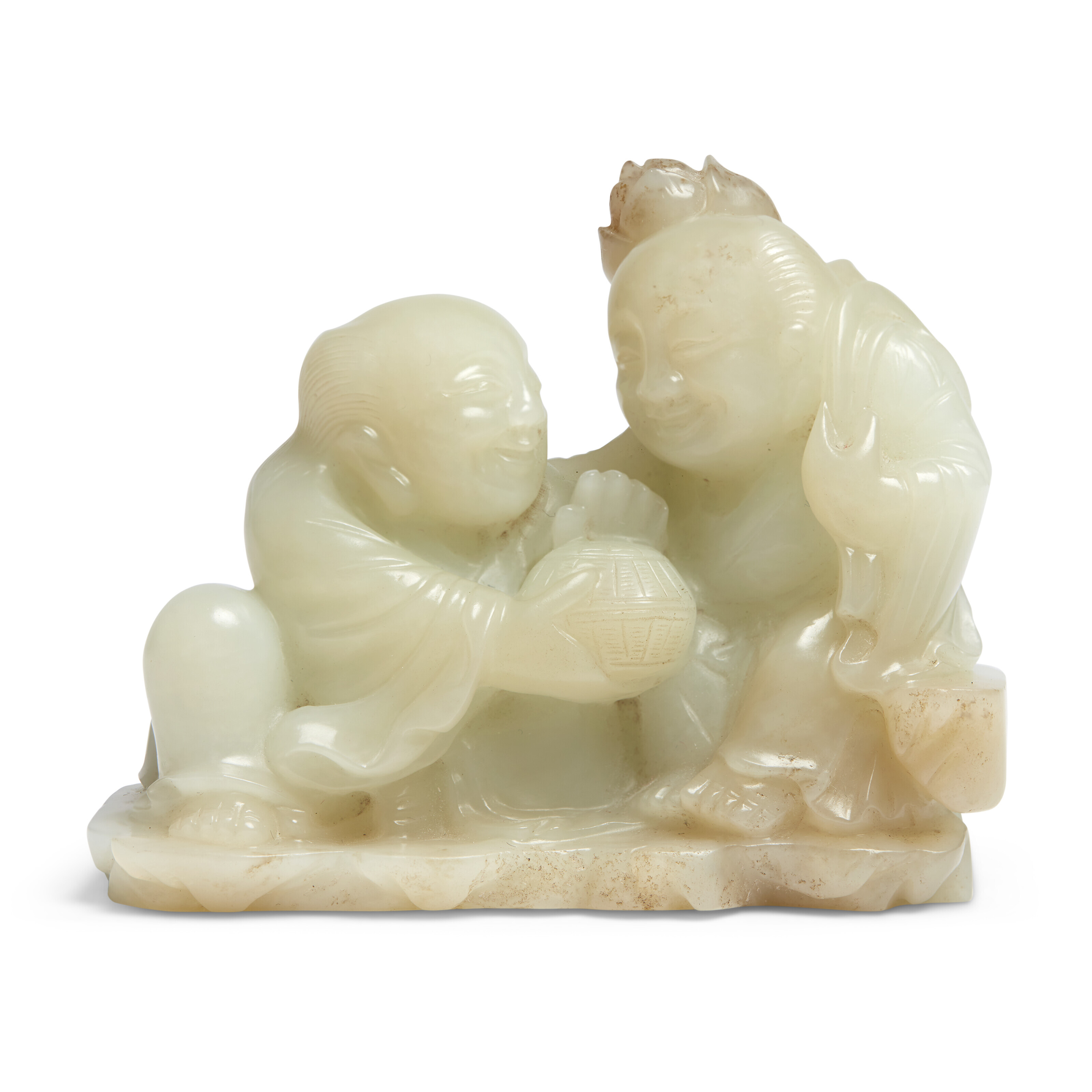 A WHITE JADE HEHE ERXIAN CARVING, CHINA, QING DYNASTY, 19TH CENTURY ...