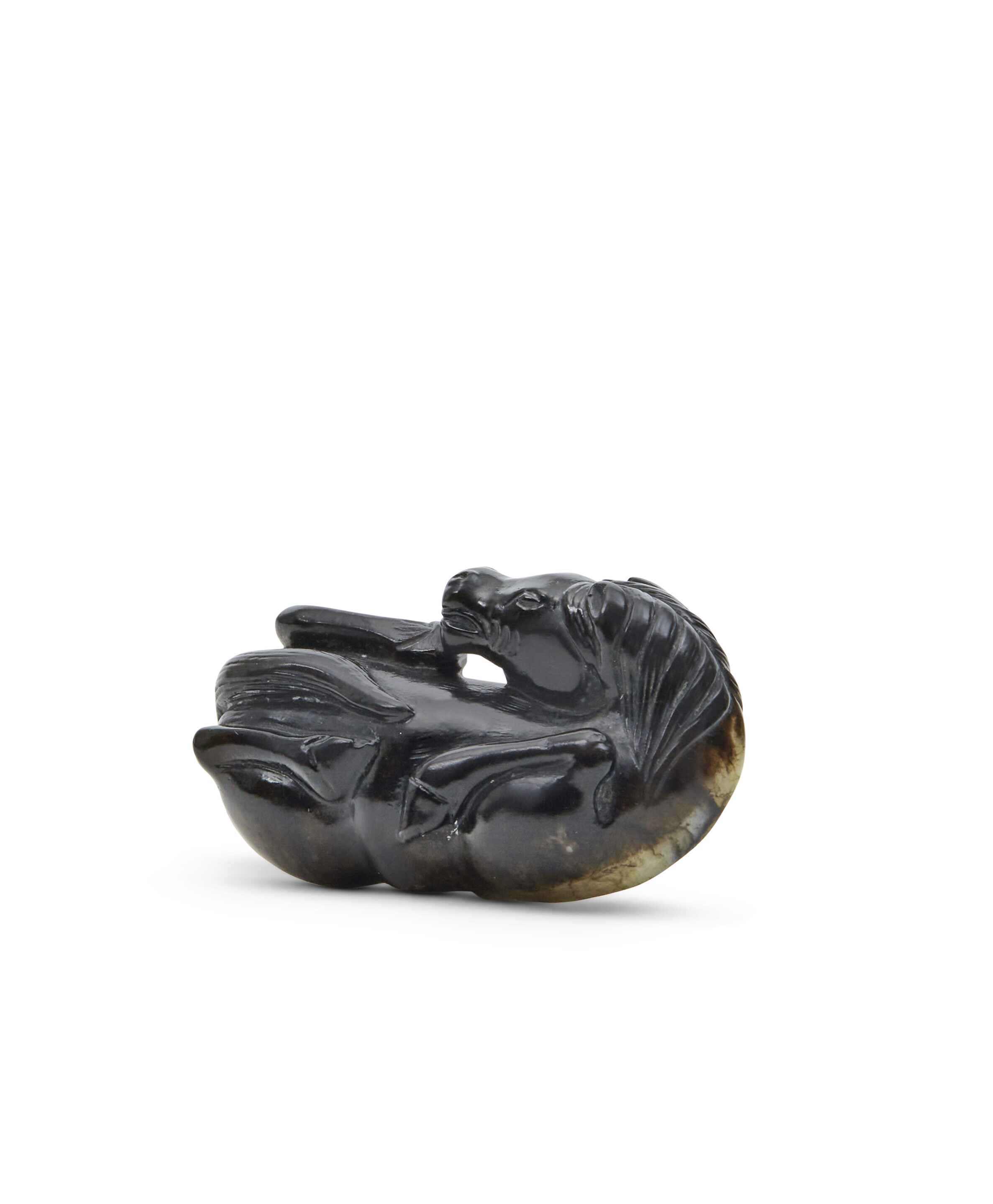 A SMALL MOTTLED GREY JADE CARVING OF A HORSE, CHINA, MING DYNASTY (1368 ...