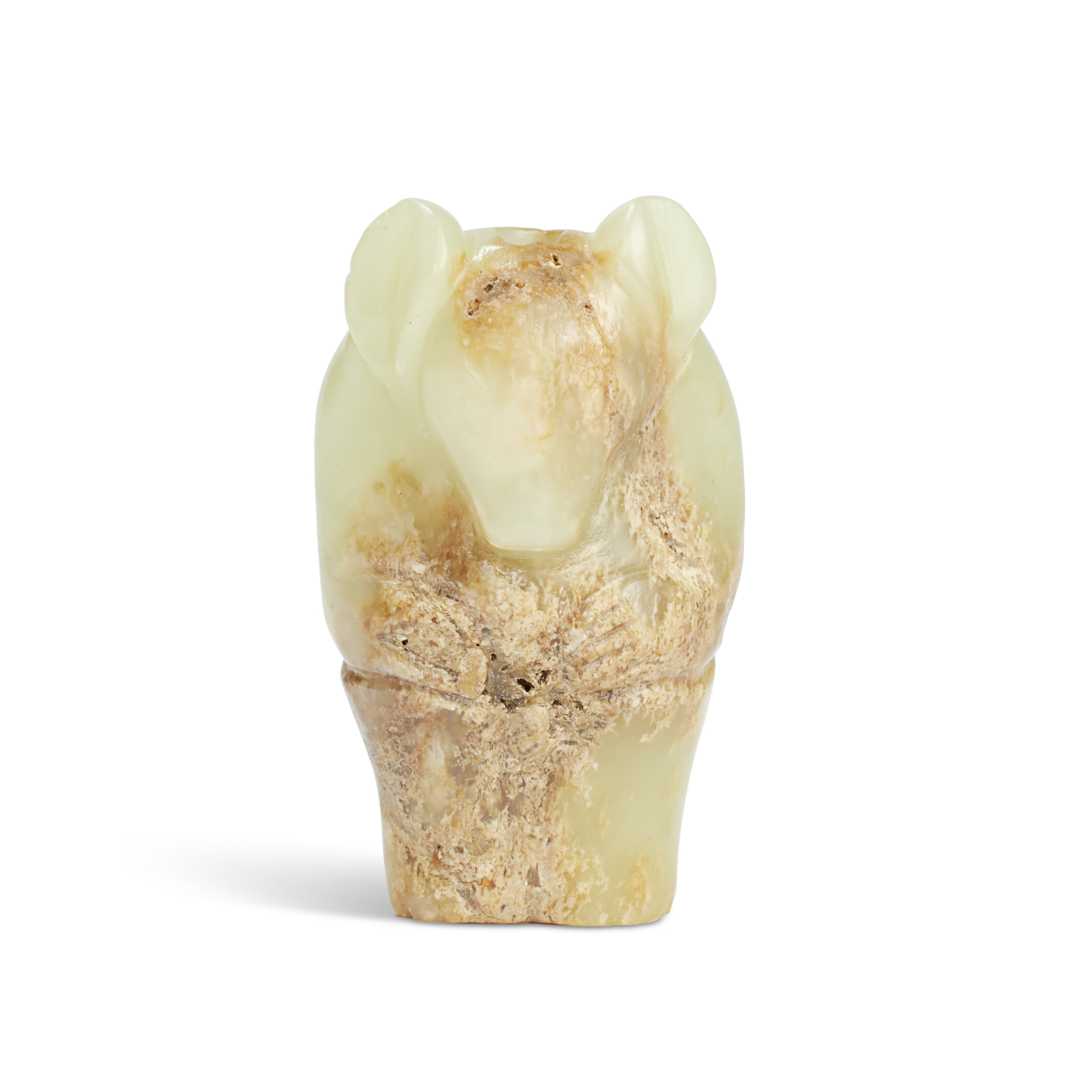 A SMALL YELLOW AND RUSSET JADE FIGURE OF A BEAR, CHINA, POSSIBLY SONG ...