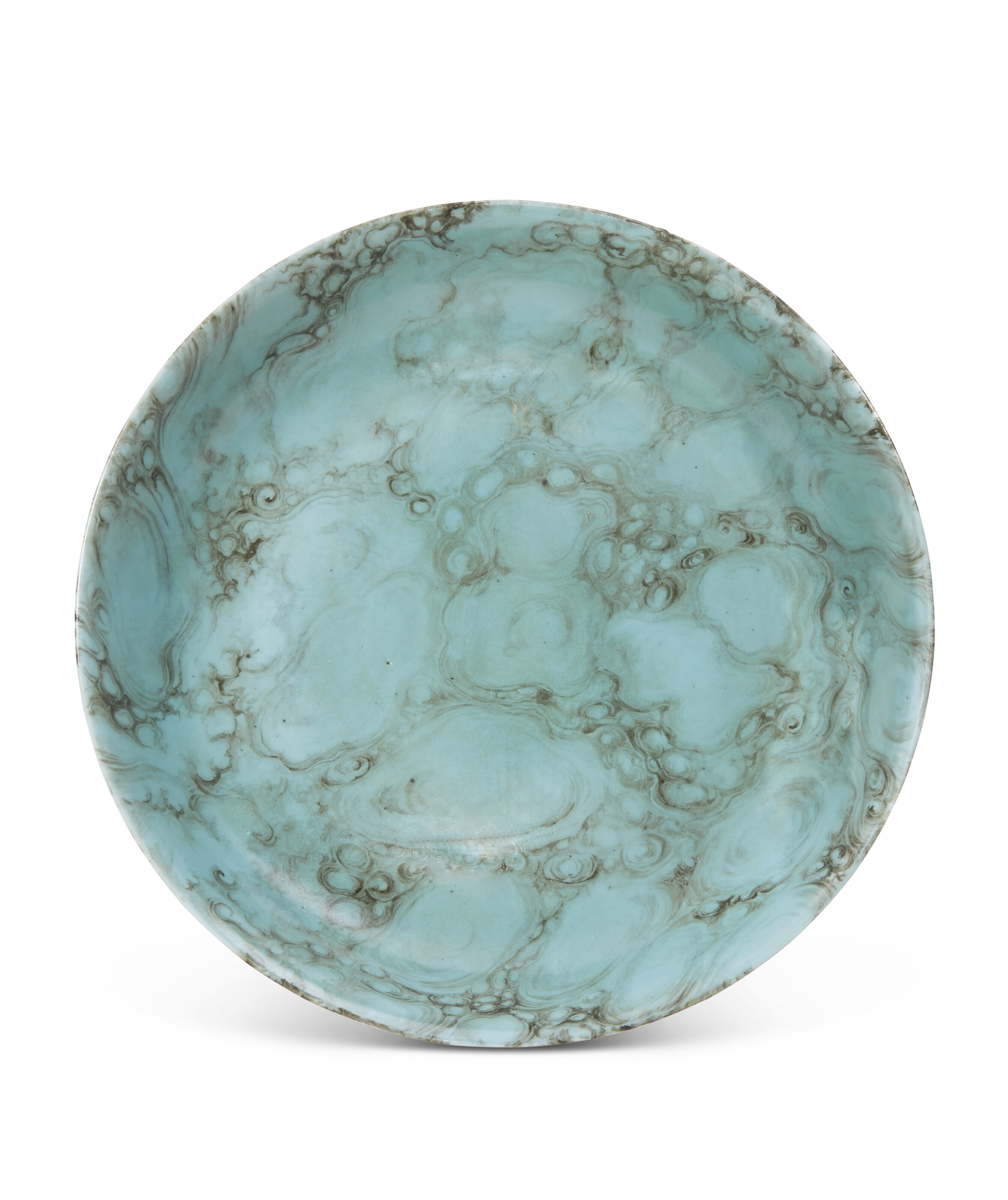 A FAUX-TURQUOISE PORCELAIN DISH, CHINA, QING DYNASTY, QIANLONG SIX ...