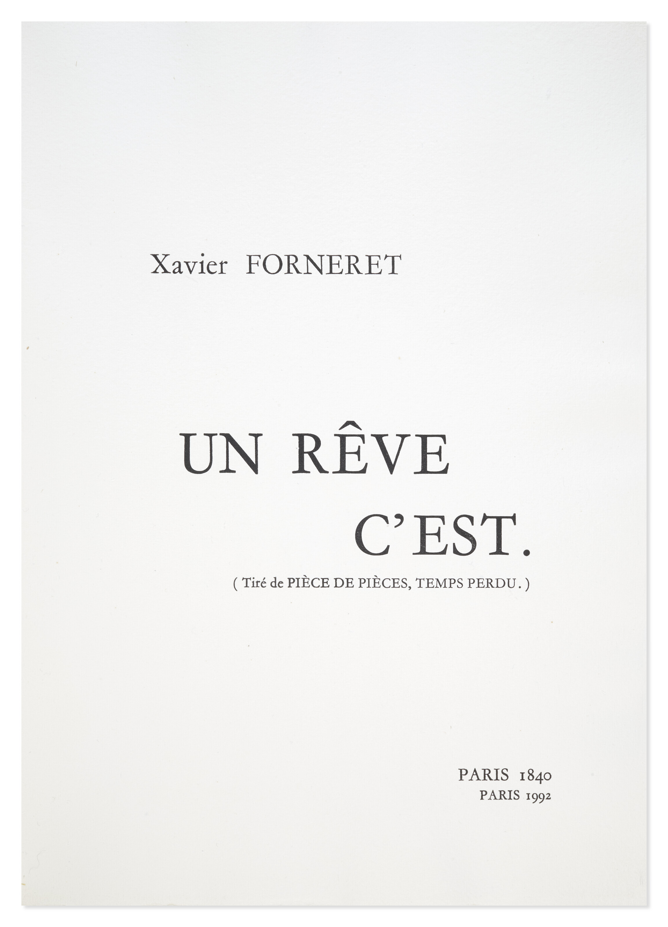 LA BOURDONNAYE, Alain de (1930-2016) et Xavier FORNERET (1809-1884), Un ...