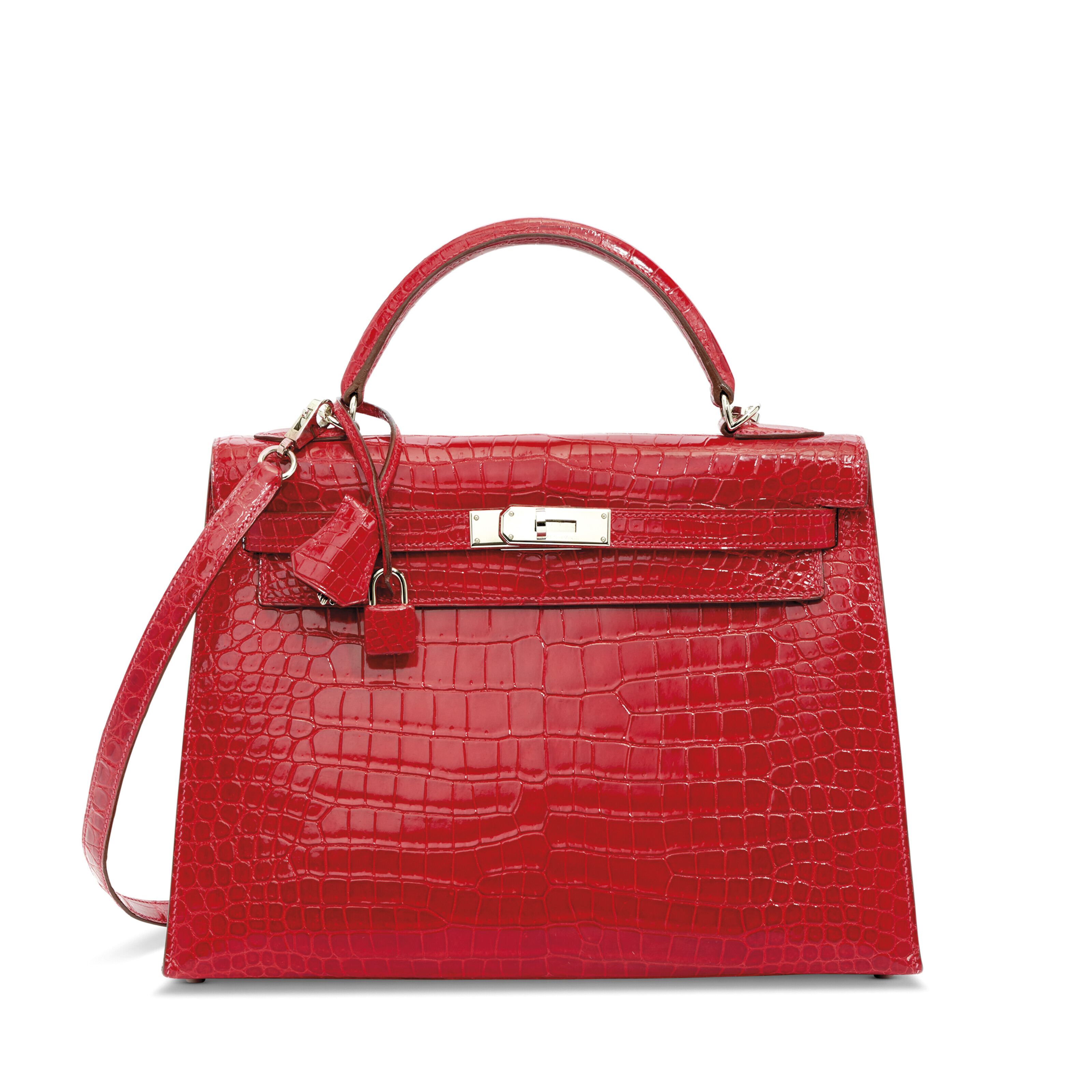 A SHINY BRAISE POROSUS CROCODILE SELLIER KELLY 32 WITH PALLADIUM ...