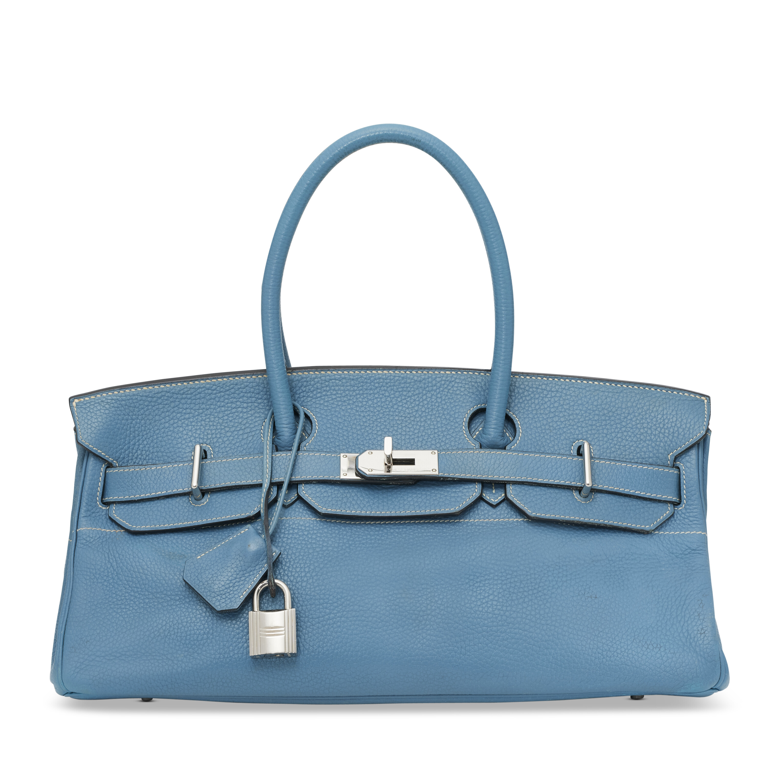 A BLEU JEAN CLÉMENCE LEATHER JPG SHOULDER BIRKIN 42 WITH PALLADIUM ...