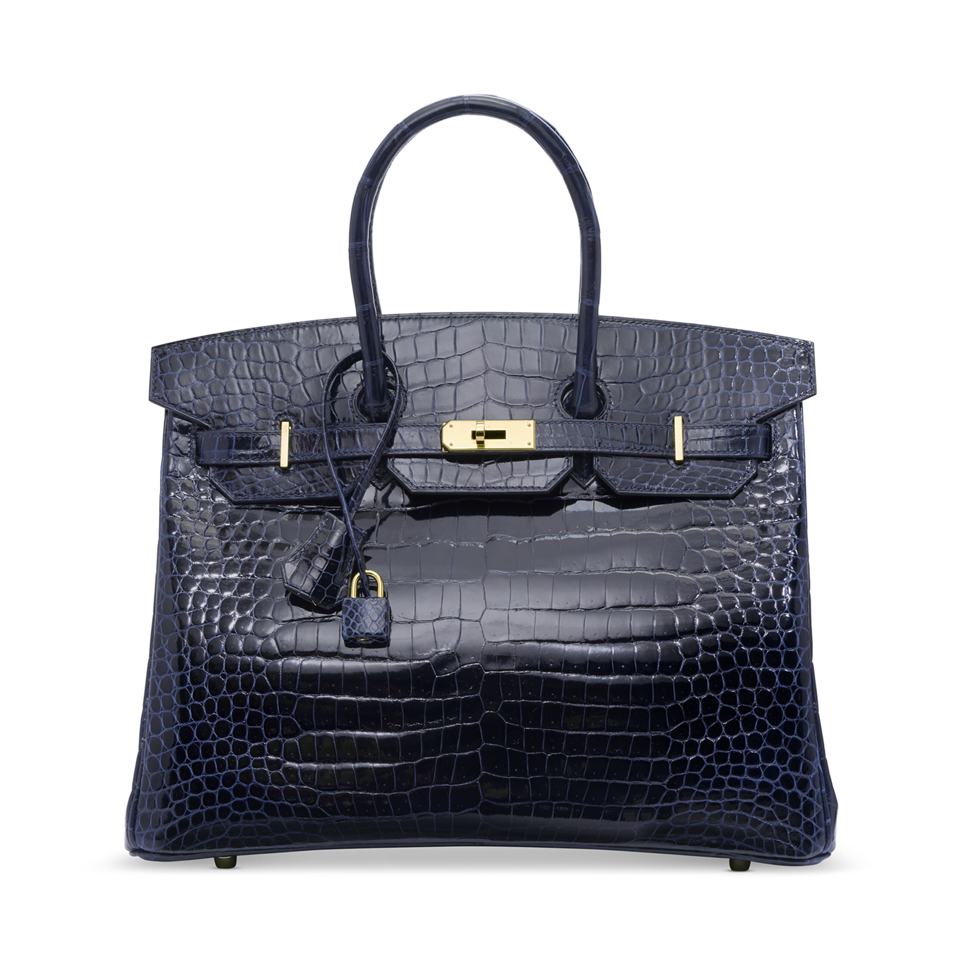 A SHINY INDIGO POROSUS CROCODILE BIRKIN 35 WITH GOLD HARDWARE, HERMÈS ...