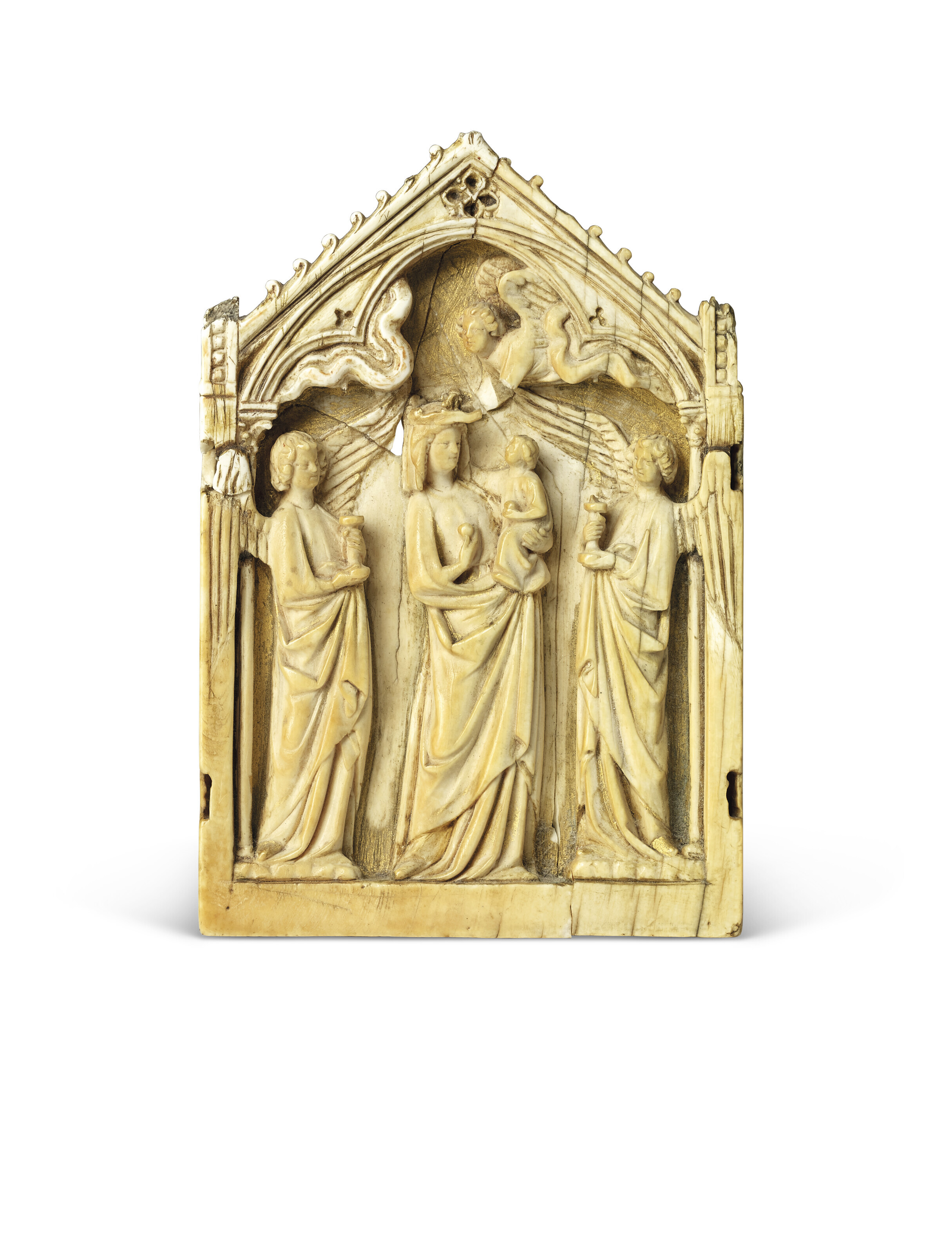 FEUILLET CENTRAL DE TRIPTYQUE REPRÉSENTANT LA VIERGE À L’ENFANT, FRANCE, FIN DU XIIIE OU DÉBUT ...