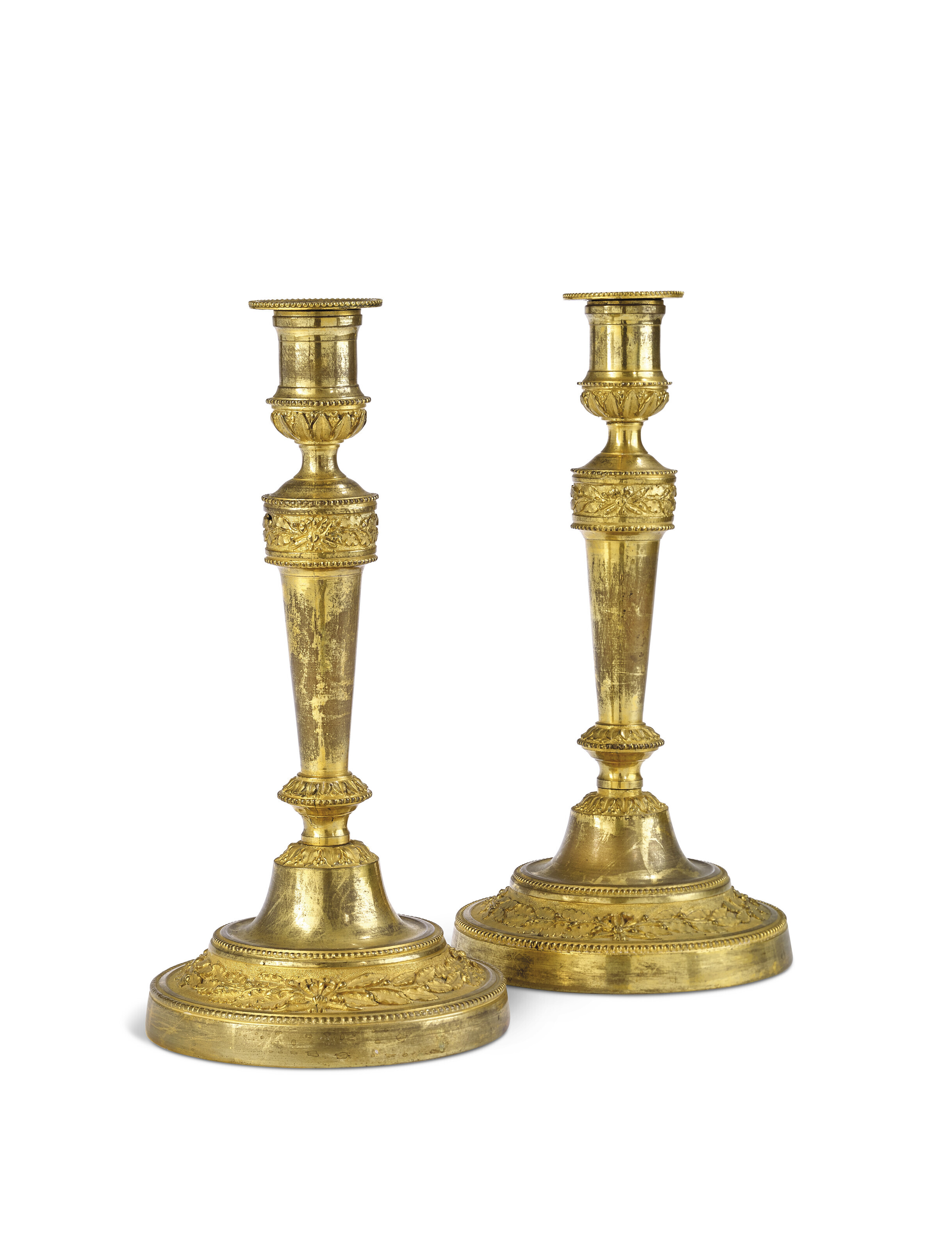 PAIRE DE FLAMBEAUX DE LA FIN DE L'EPOQUE LOUIS XVI, FIN DU XVIIIe ...