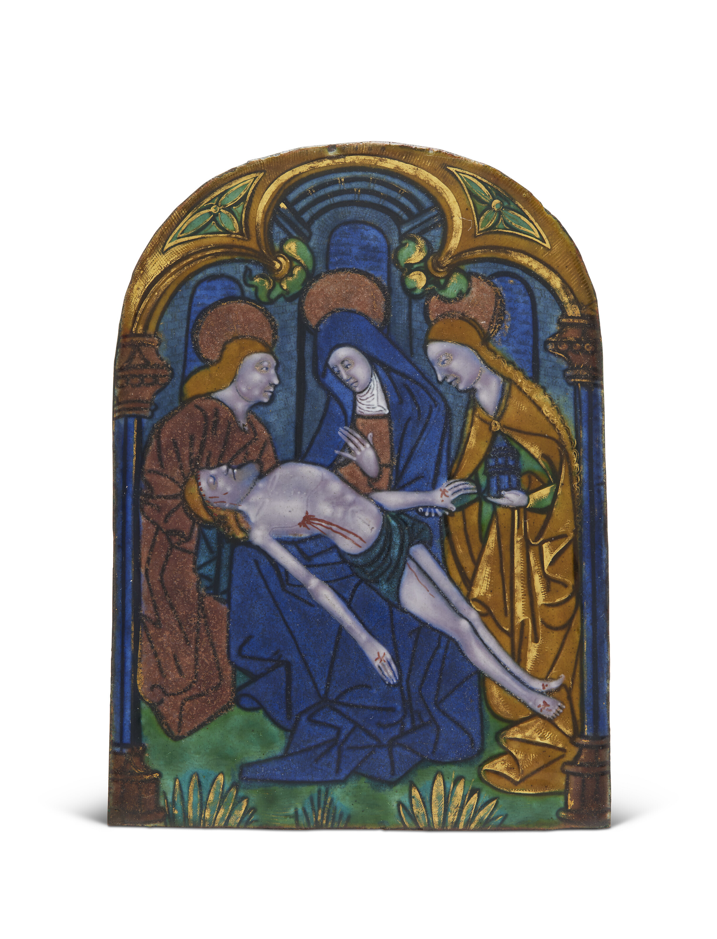 BAISER DE PAIX REPRÉSENTANT LA LAMENTATION, ATELIER DU MAÎTRE DU TRIPTYQUE D'ORLÉANS, LIMOGES ...