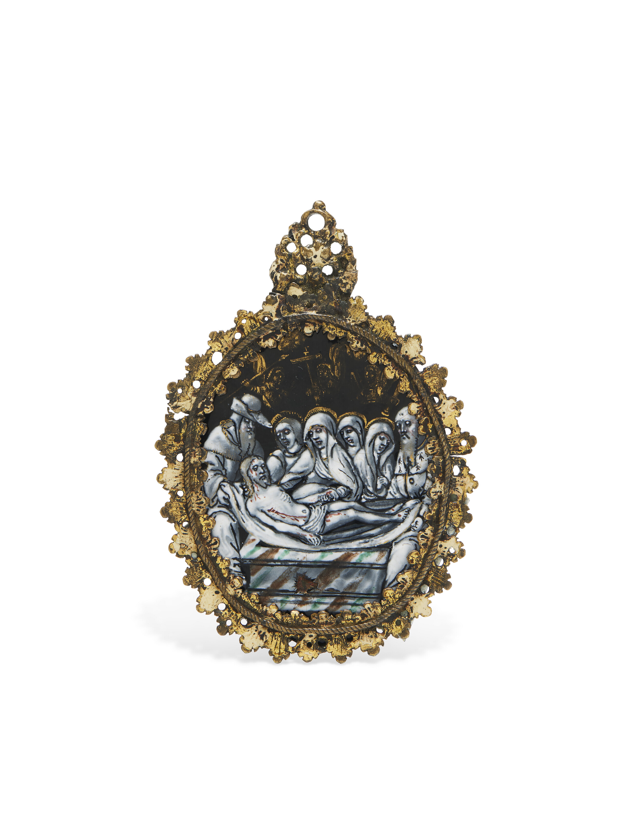 PLAQUE EN MÉDAILLON REPRÉSENTANT LA MISE AU TOMBEAU, MAÎTRE K.I.P ...