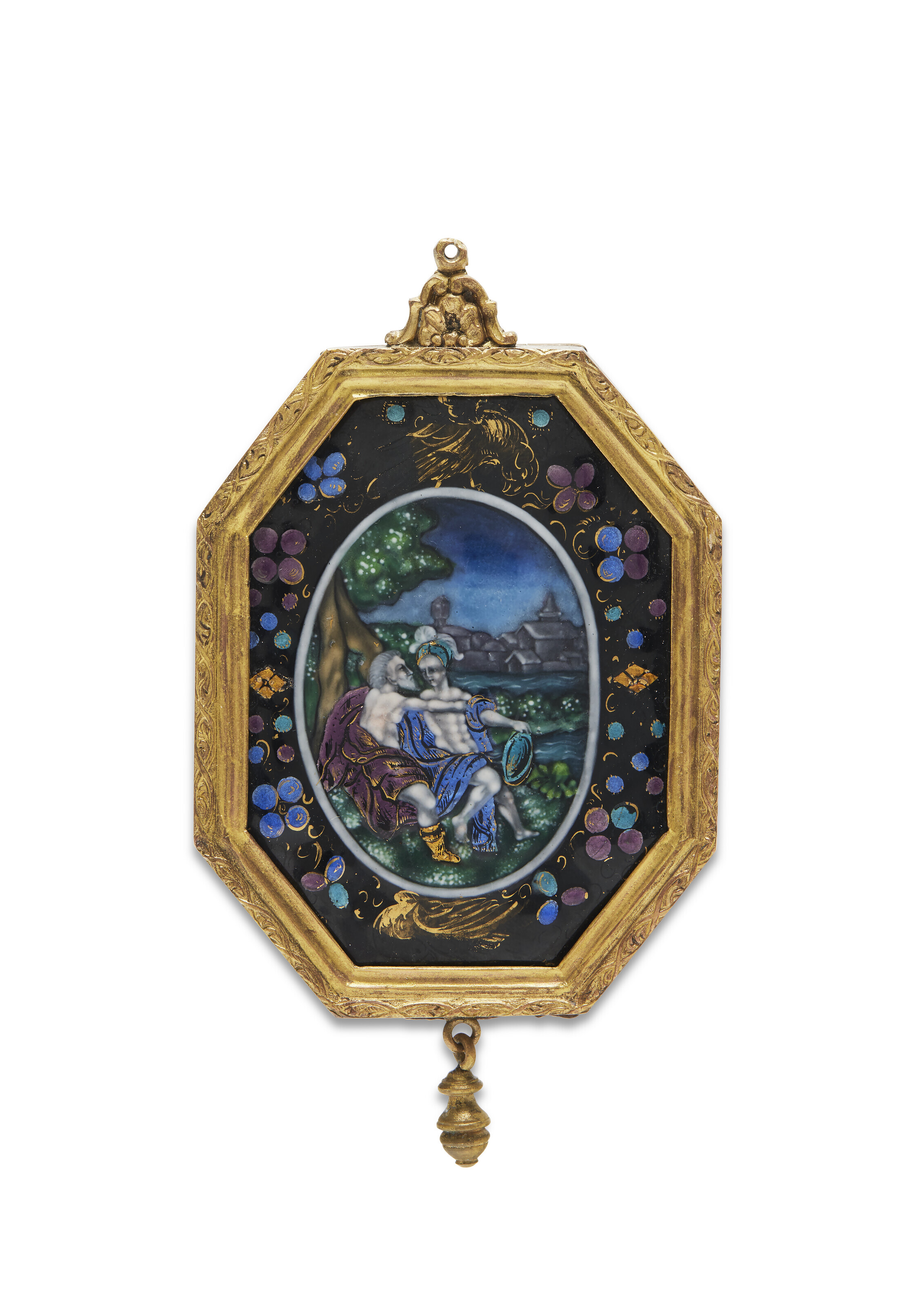 MIROIR REPRÉSENTANT JASON ET HYPSIPYLÉ, ATTRIBUÉ À FRANÇOIS Ier LIMOSIN ...