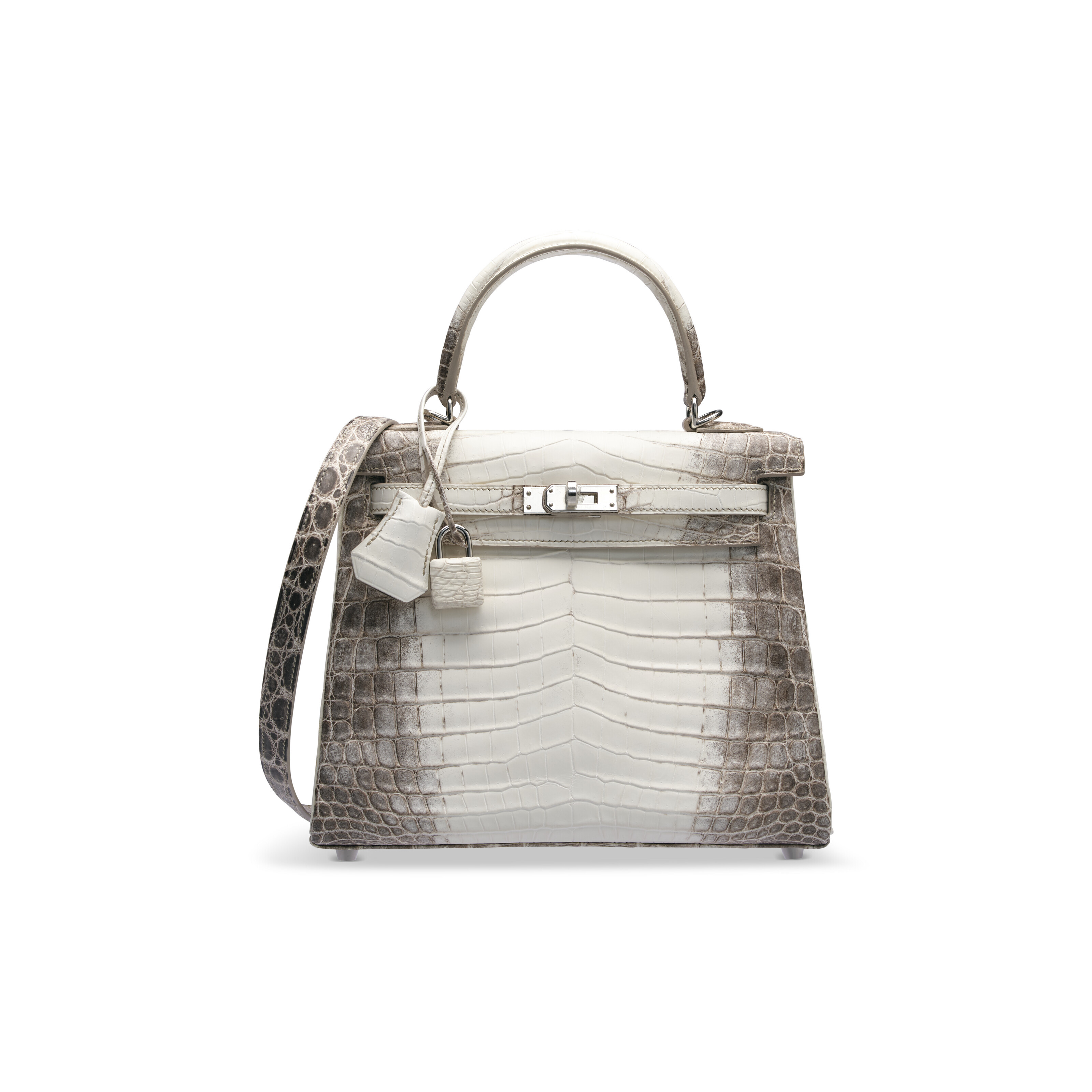 A RARE, MATTE WHITE HIMALAYA NILOTICUS CROCODILE RETOURNÉ KELLY 25 WITH ...