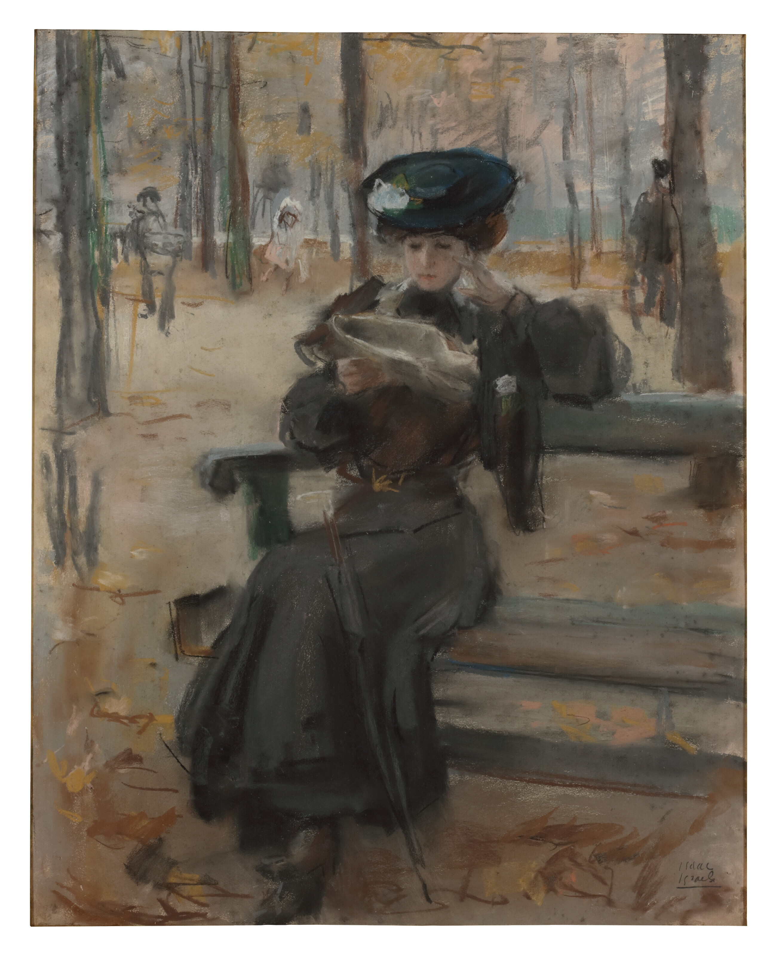 ISAAC ISRAELS (1865-1934), A young lady reading in the Jardin des ...
