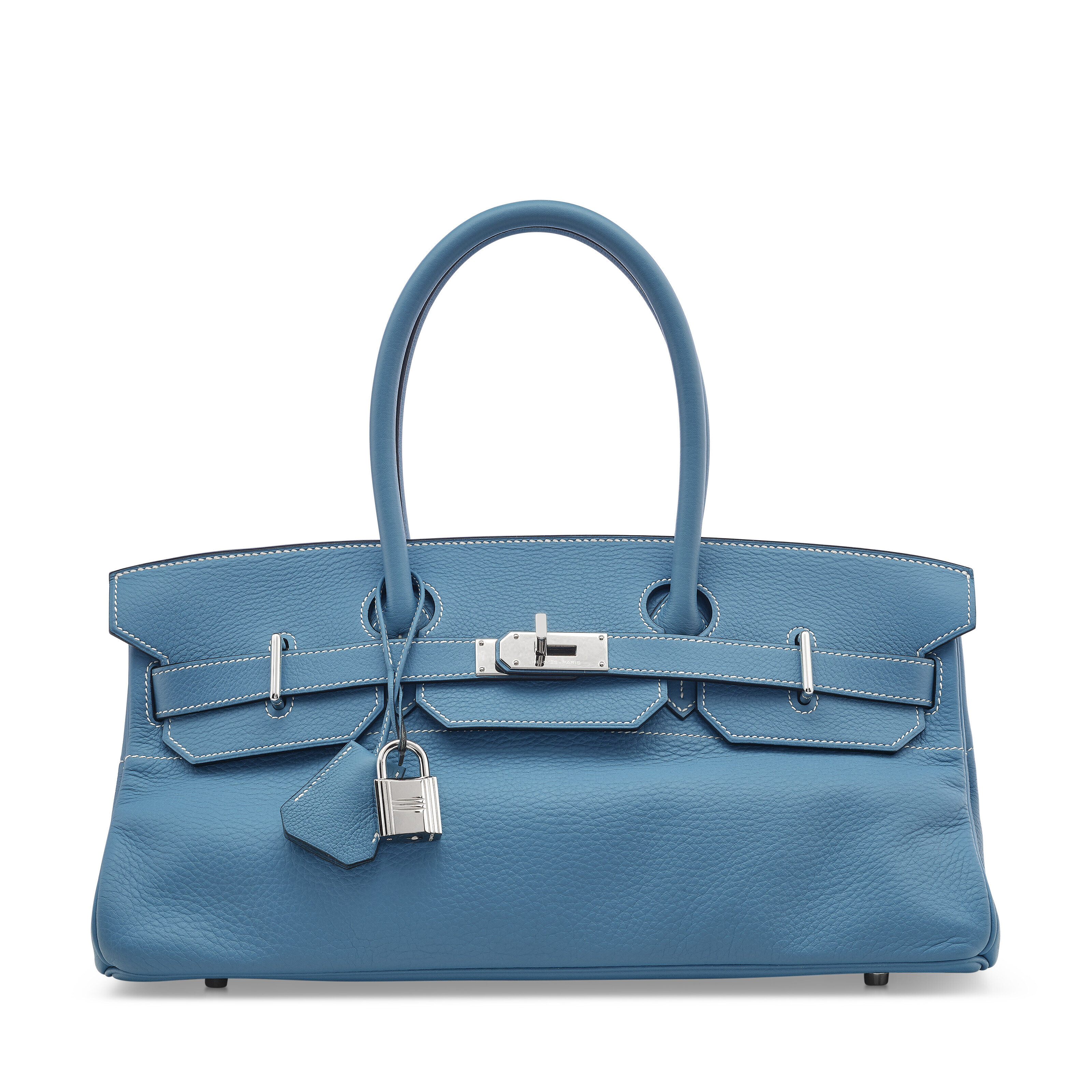 A BLEU JEAN CLÉMENCE LEATHER JPG SHOULDER BIRKIN 42 WITH PALLADIUM ...