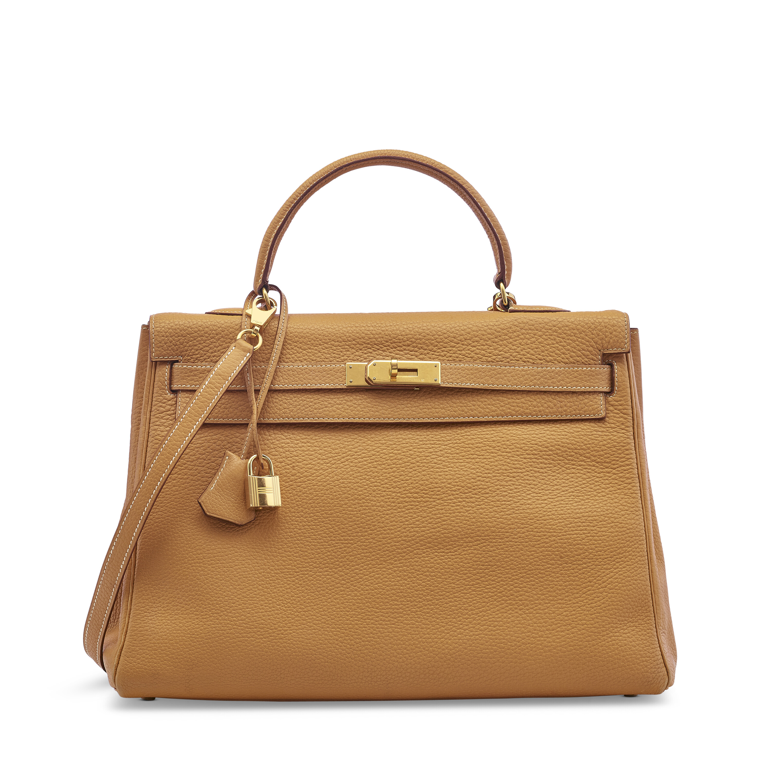 A SABLE CLÉMENCE LEATHER RETOURNÉ KELLY 35 WITH GOLD HARDWARE, HERMÈS ...